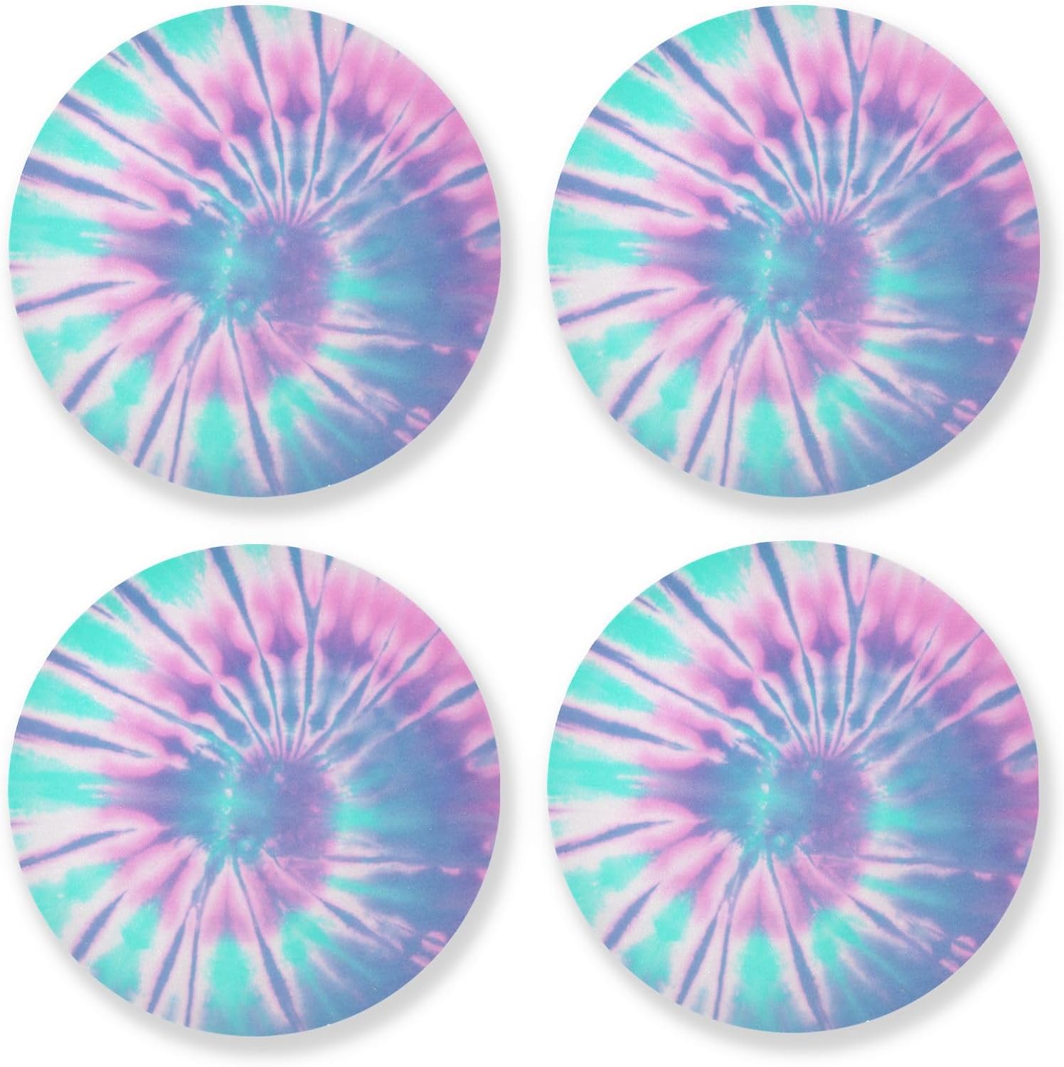 Tie Dye Blue & Pink Spiral Drinks Coasters, Non-Scratch Cork Base Round ...