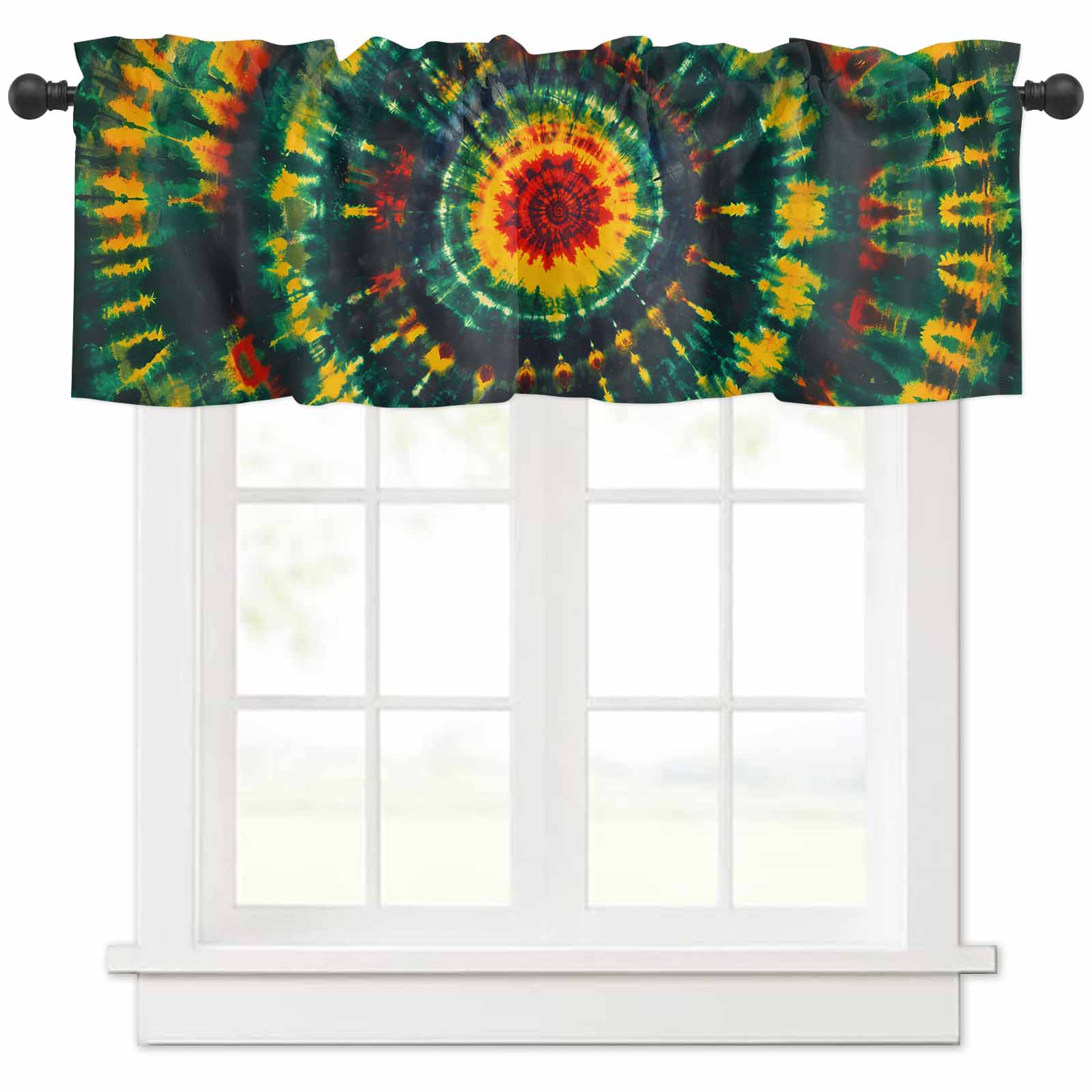 Tie Dye Boho Valances for Windows Farmhouse Kitchen Curtains Valances ...