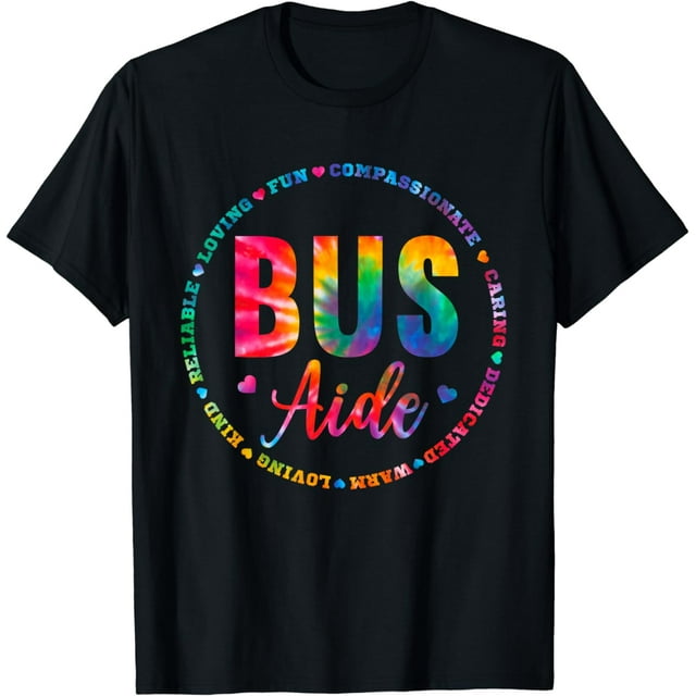 Tie Dye Bus Driver Aide School Bus Back To School T-Shirt - Walmart.com