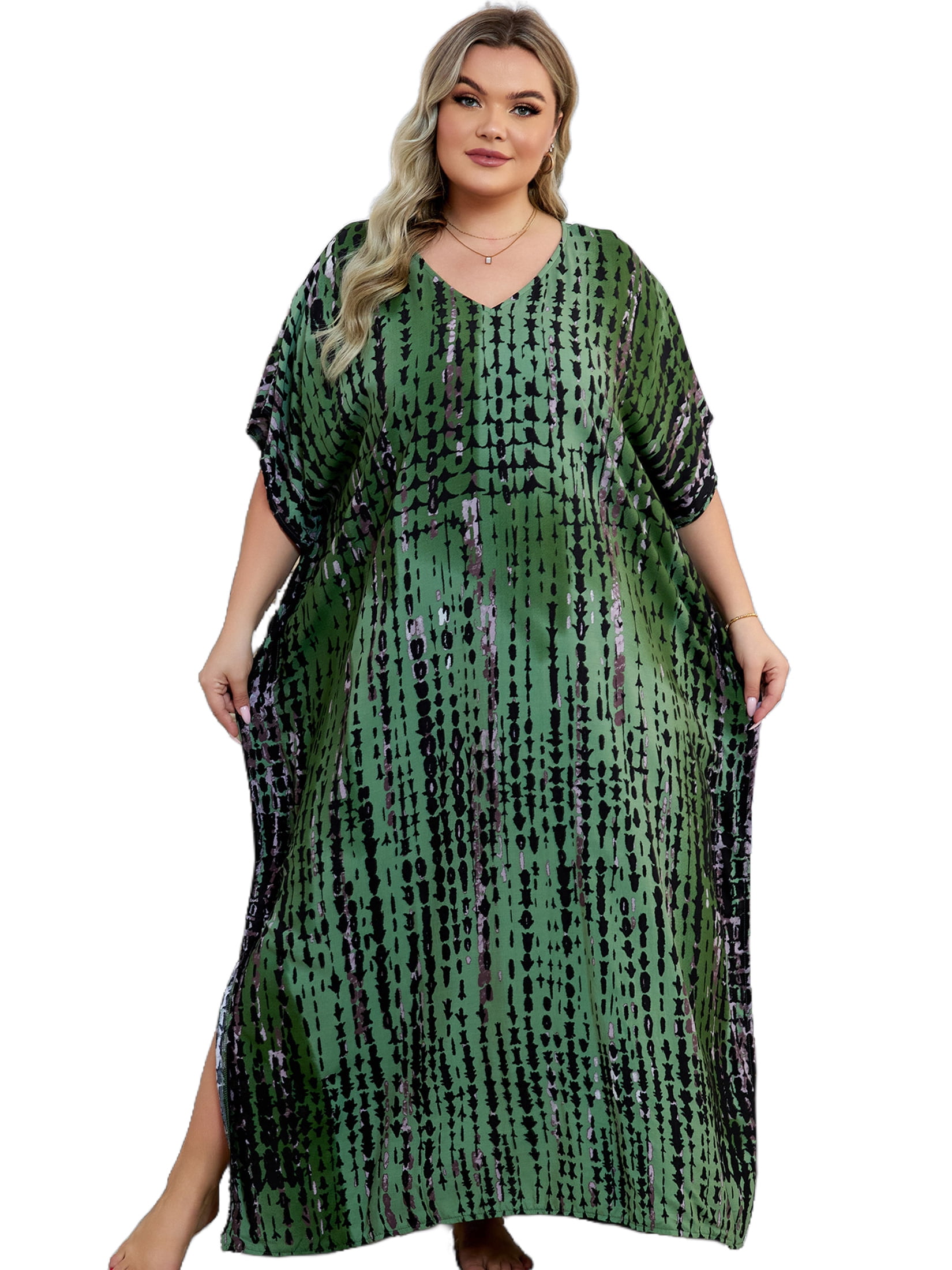 Tie Dye Caftan Robe Lightweight Kaftan Dresses for Swimwear Women Plus ...