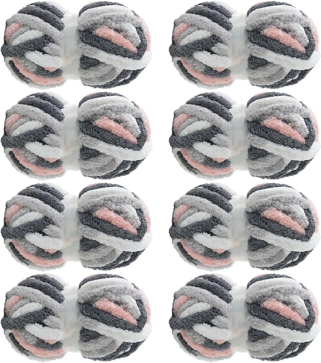 Tie Dye Chunky Yarn for Crocheting 8 Pack,Fluffy Jumbo Chenille Yarn ...