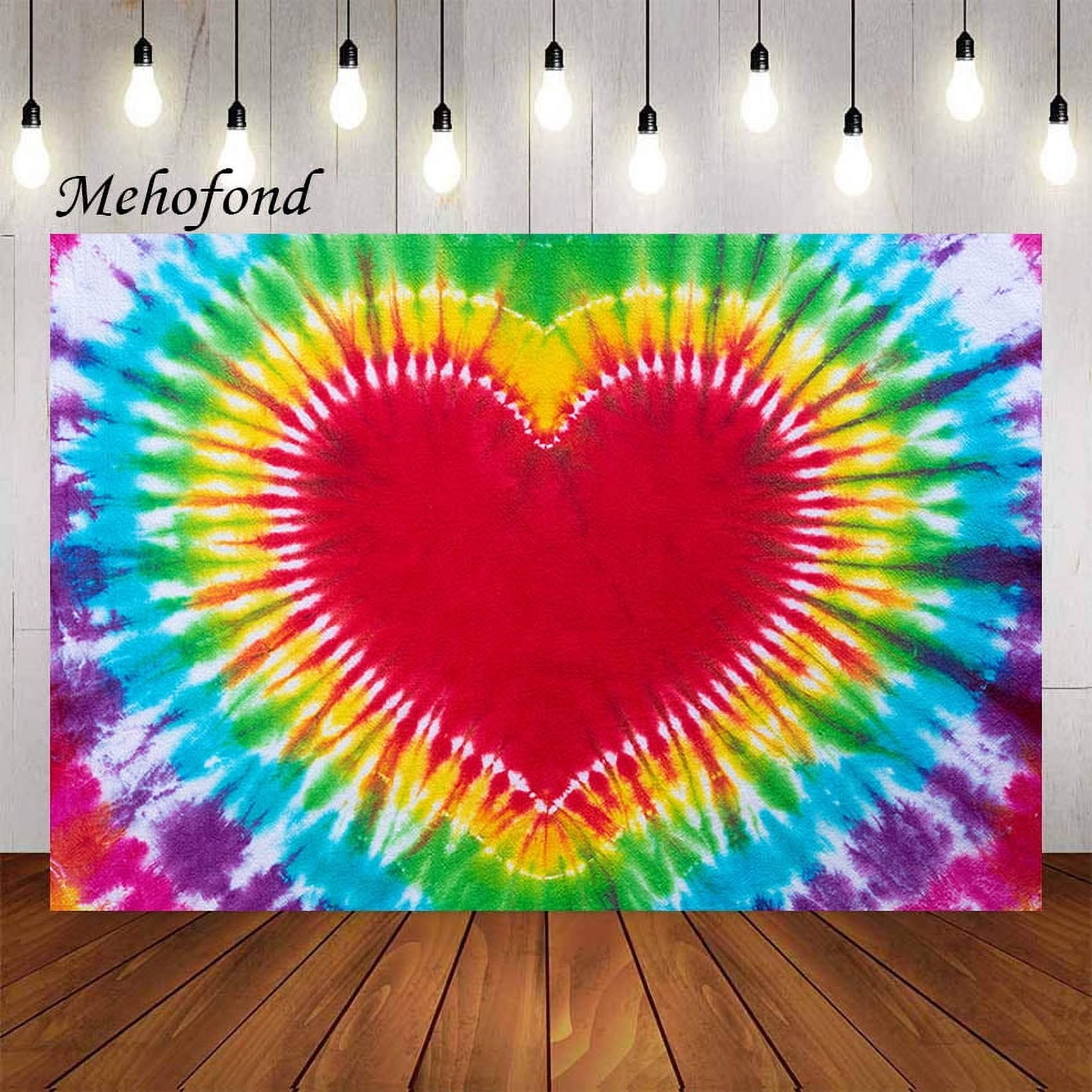 Tie Dye Colorful Heart Love 60s 70s Hippie Birthday Party r Backdrops ...
