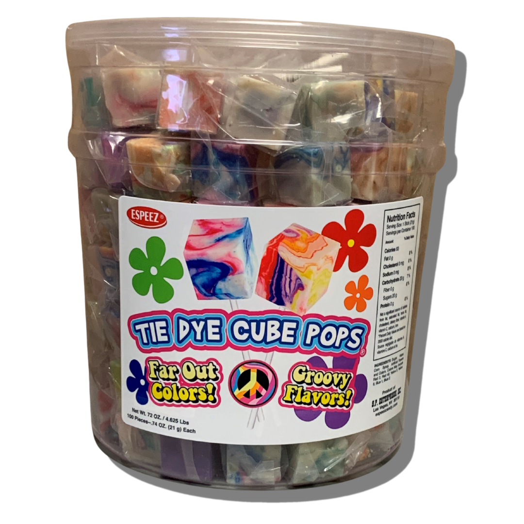 Tie Dye Cube Pops Lollipop - 100 Ct. Tub - By Espeez - Walmart.com