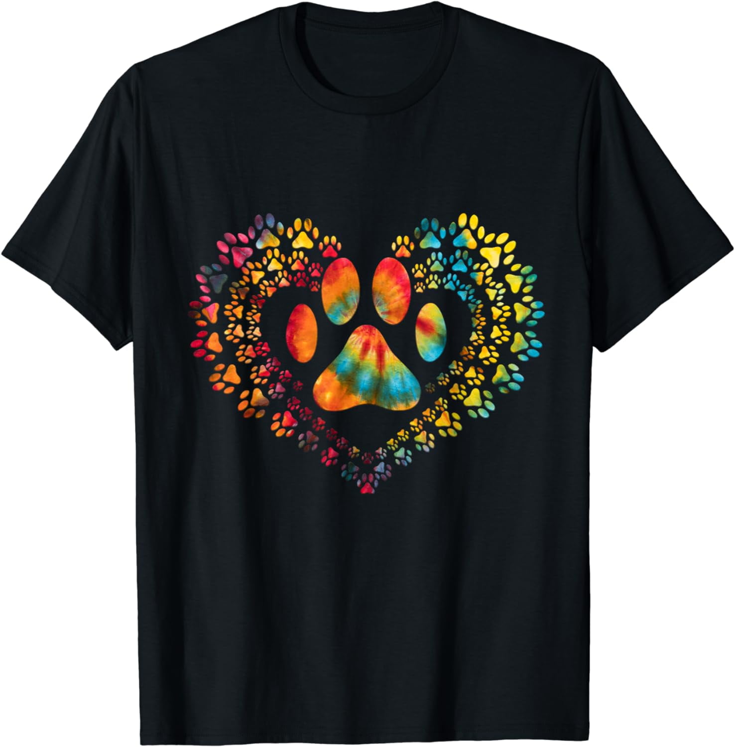Tie Dye Dog Footprints T-Shirt - Walmart.com