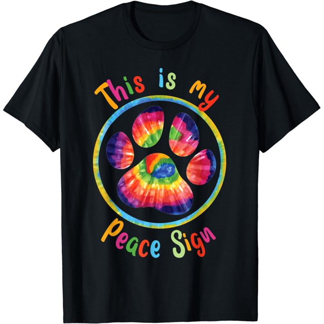 Tie Dye Dog Owner Design This Is My Peace Sign Dog Paw Print T-Shirt ...