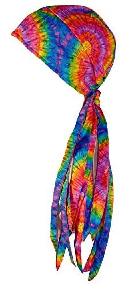Tie Dye Doo Rag USA Made Headwrap 1960s Hippie Bandana Skull Cap Durag ...