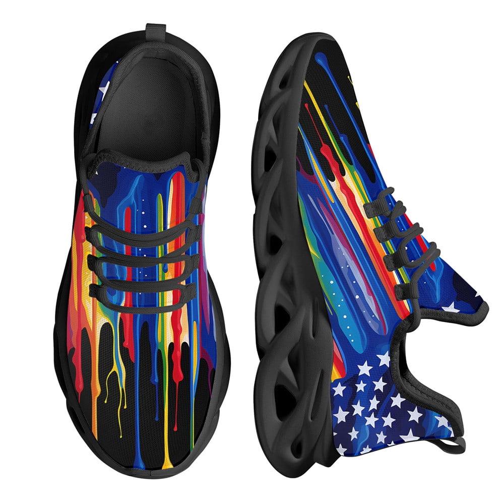 Tie Dye Flag Design Mesh Sneakers Outdoor Platform Vulcanize Shoes ...