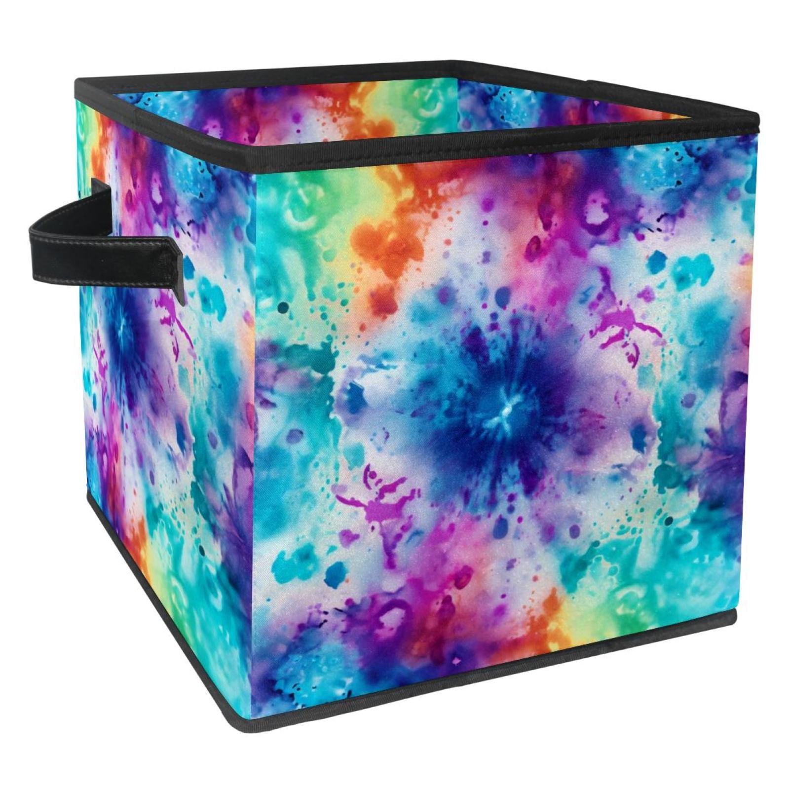 Tie Dye Foldable Storage Basket with Handle, 10.8"x10.5"x10.6", Large ...