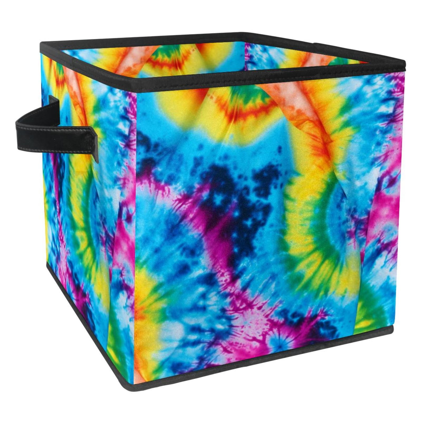 Tie Dye Foldable Storage Baskets with Handle, 10.8"x10.5"x10.6", Large ...