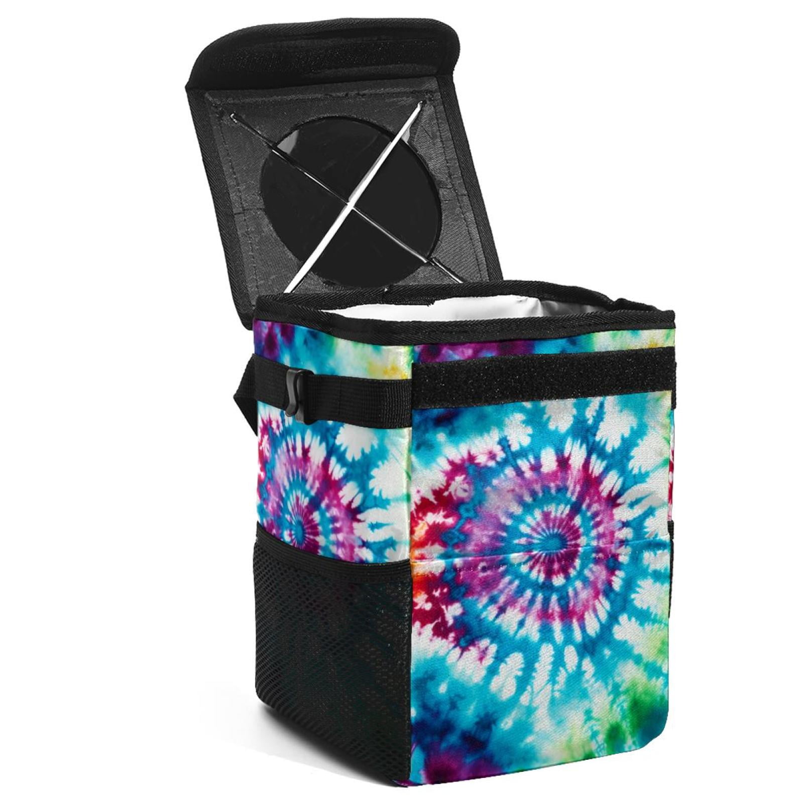 Tie Dye Foldable, with Lid, Leak-proof, Hanging Car Trash Can Garbage ...