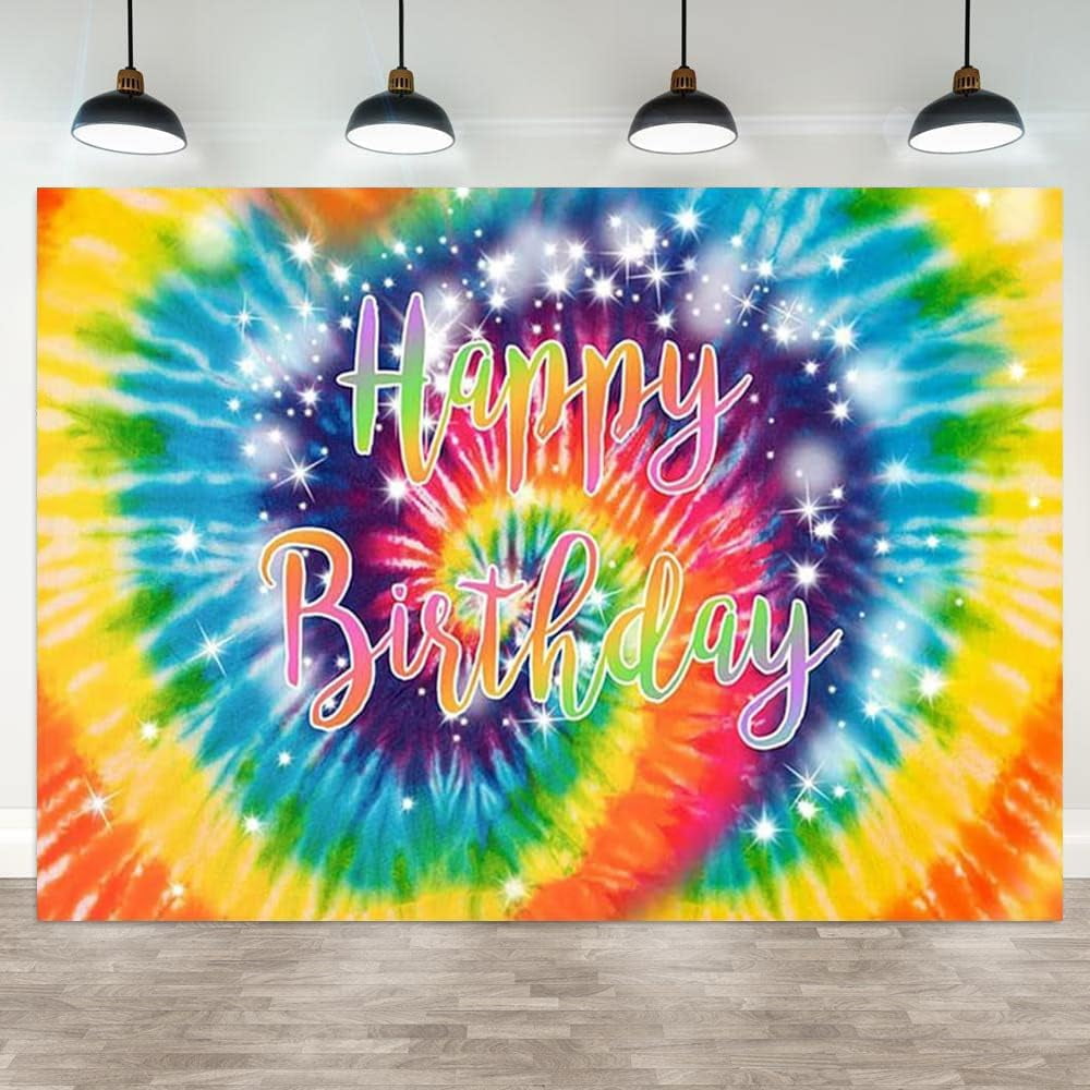 Tie Dye Happy Birthday Backdrop Banner Tie Dye Party Decorations ...