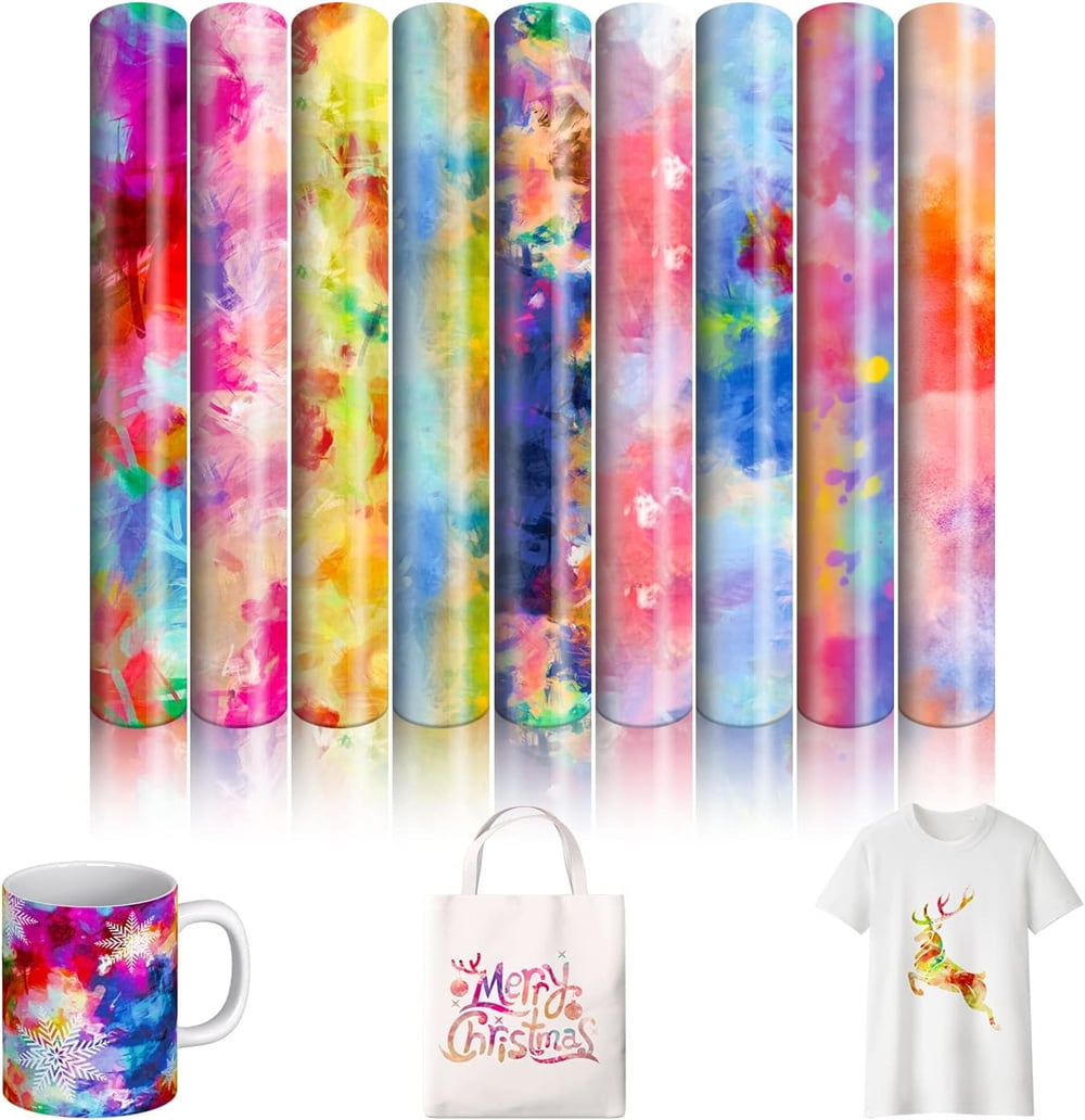 Tie-Dye Heat Transfer Vinyl Roll,Splash Sublimation Transfer Sheets,Mix ...