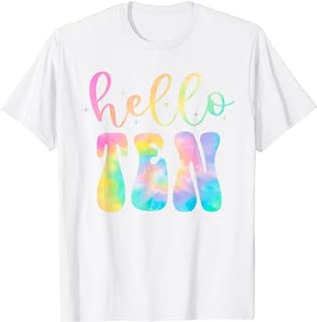 Tie Dye Hello Ten 10 Year Old 10th Birthday Girl Age 10 BDay T-Shirt ...