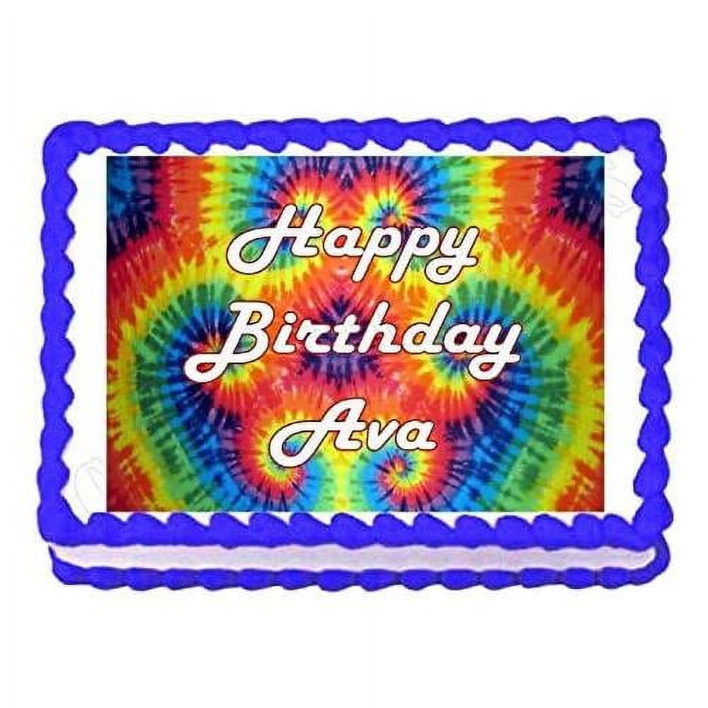 Tie Dye Hippie Party Edible Cake Image Cake Topper
