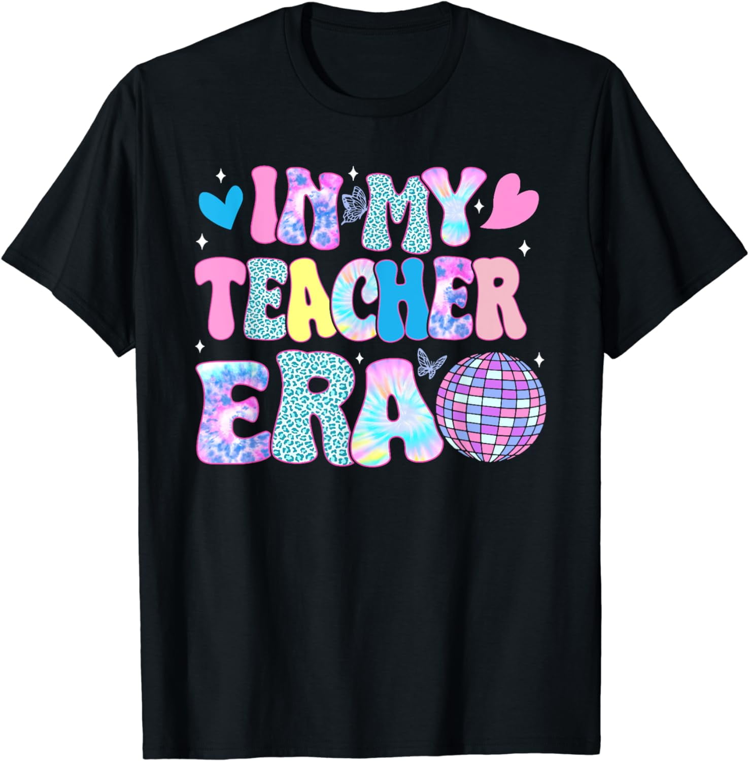 Tie Dye Leopard Print Disco In My Teacher Era Cotton T-Shirt - Walmart.com