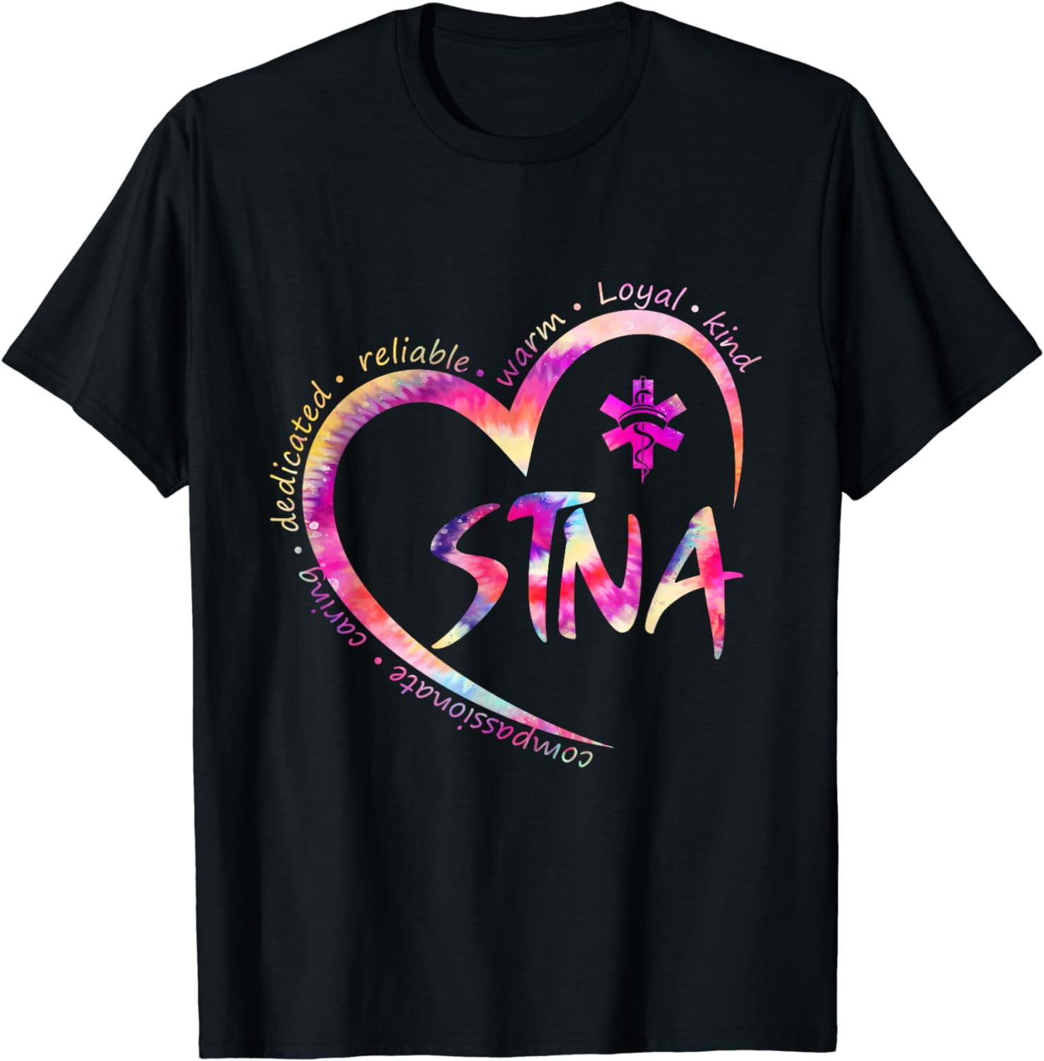 Tie Dye Nurse Stna Life Sunflowers Heart Nursing Assistant T-Shirt ...