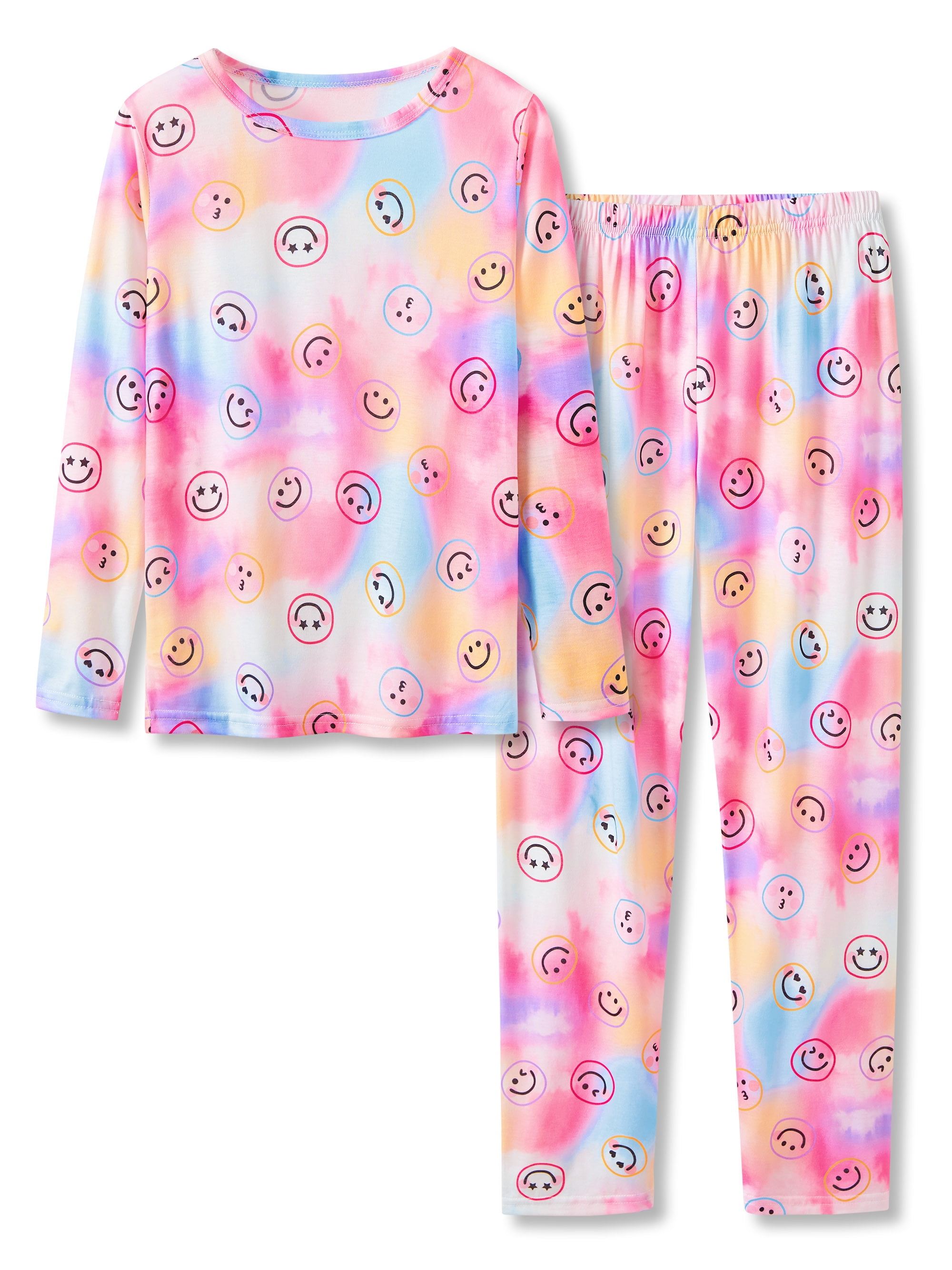 Tie Dye Pajamas for Girls Smiling Face Pattern Tween Clothes Long ...