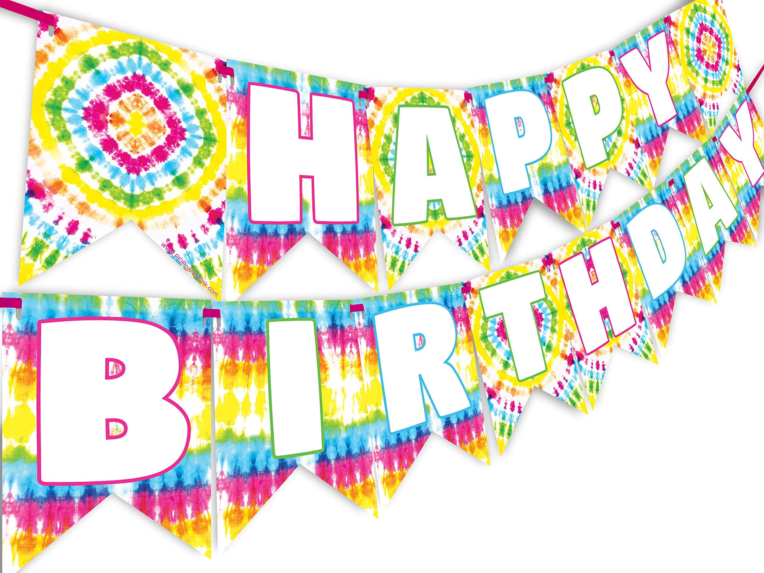 Tie Dye Party Happy IFF17 Birthday Banner - Tie Dye Party Supplies ...