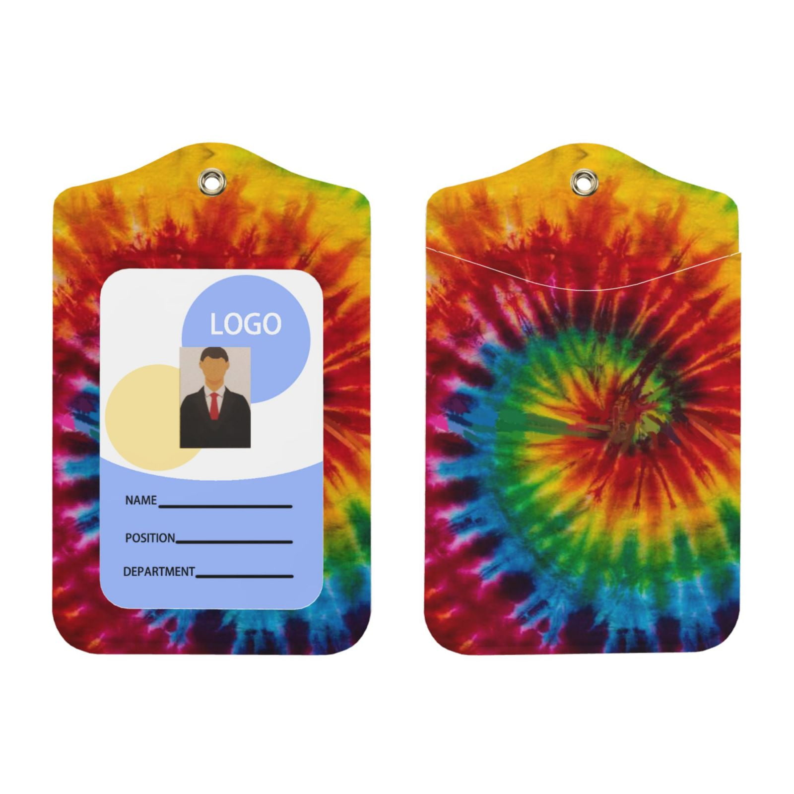 Tie Dye Pattern Id Card Badge Leather Holder Case Protector For Key ...