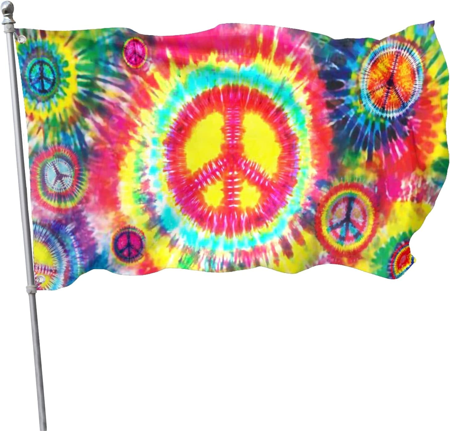 Tie Dye Peace Flag 2x3 ft Breeze Rainbow Color Hippie Flag Outdoor ...