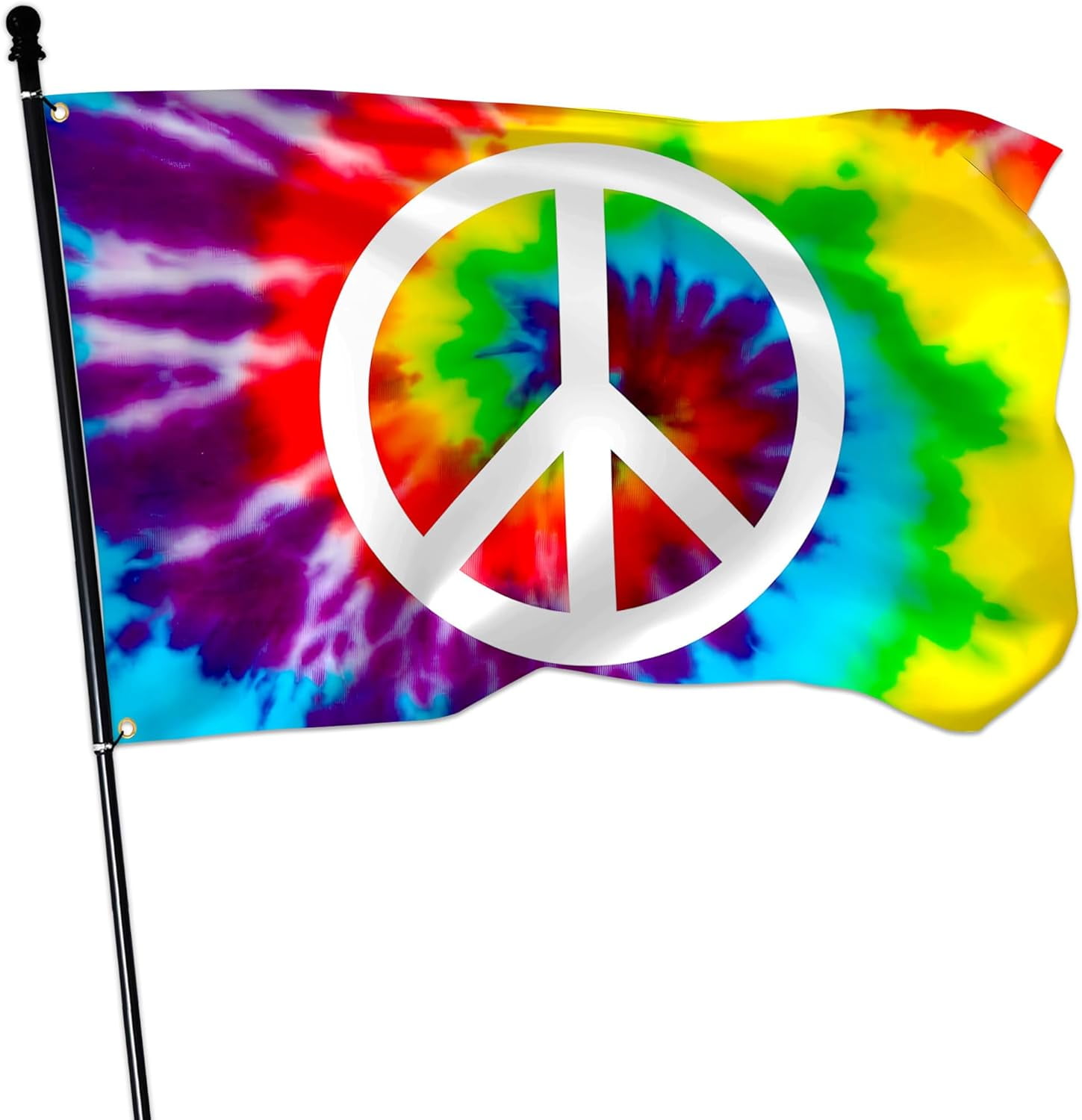 Tie Dye Peace Flag, 3Ply Polyester Heavy Duty Double Sided World Peace ...
