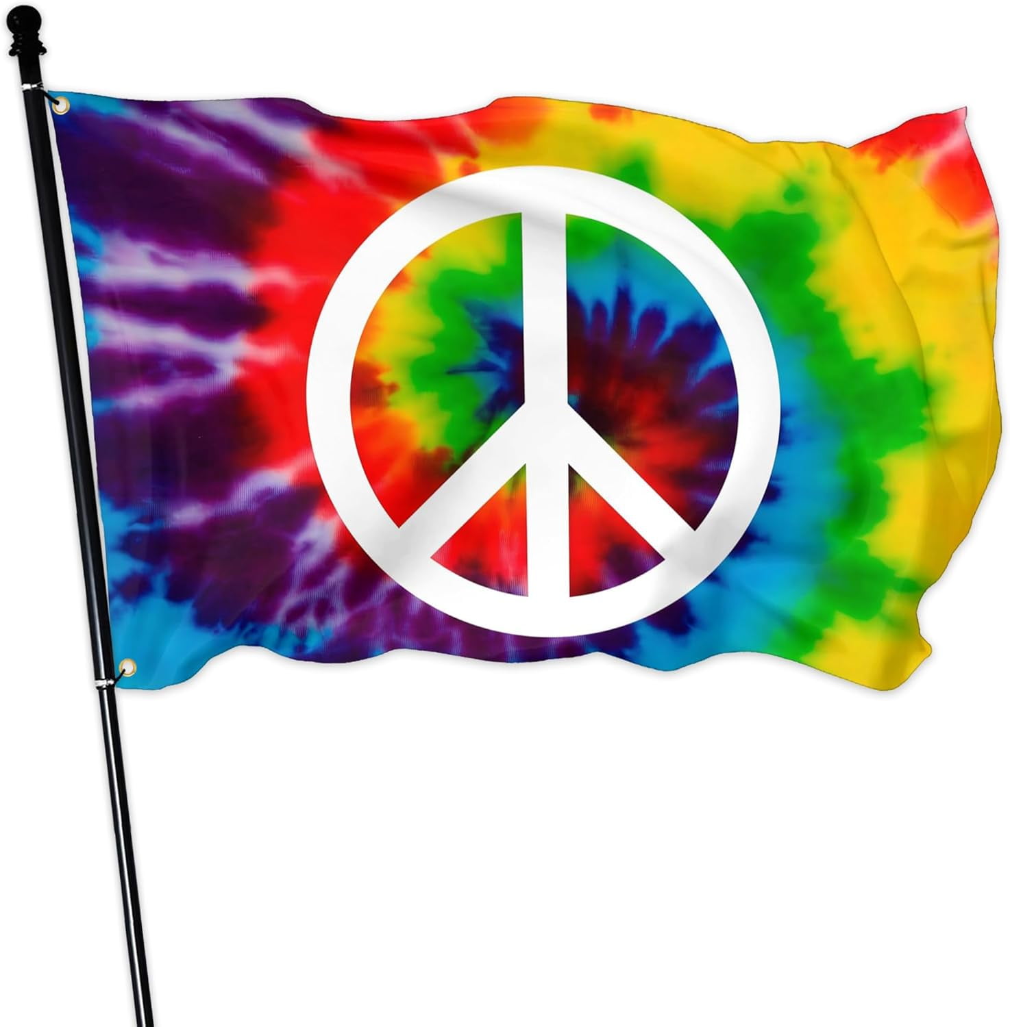 Tie Dye Peace Flag Outdoor World Peace Rainbow Sign Flag Polyester ...