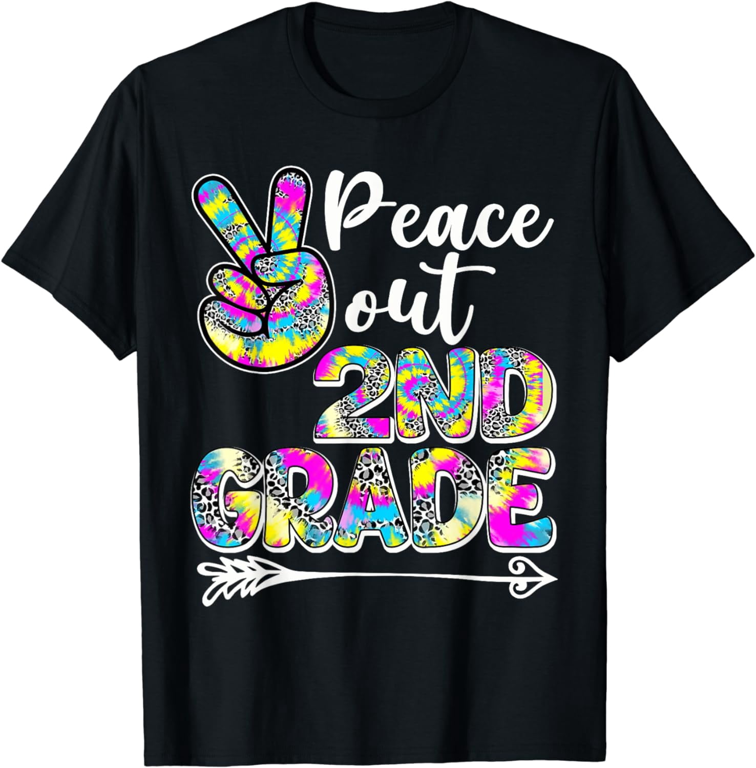 Tie Dye Peace Out 2nd Grade Last Day Of School Leopard T-Shirt ...