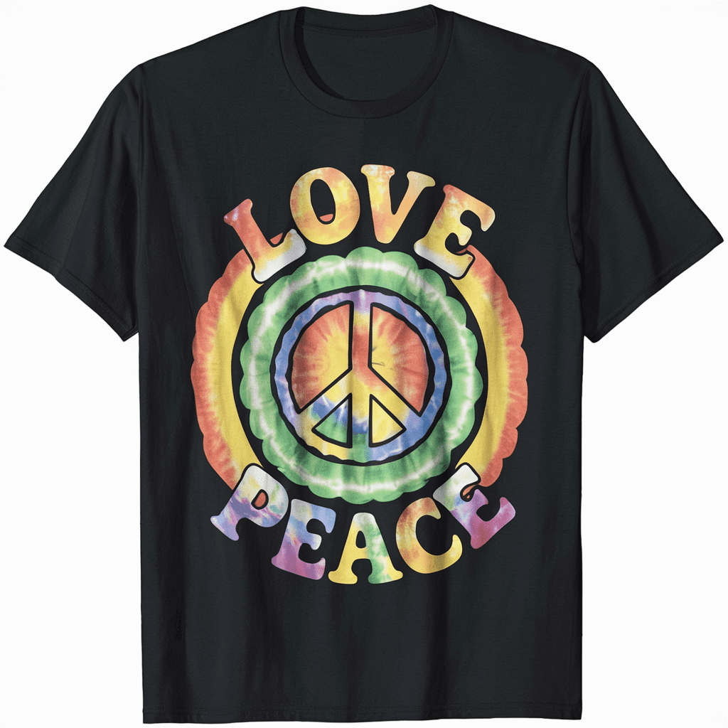Tie-Dye Peace Sign Cute Love Colorful Tye Dye Hippie Flowers T-Shirt ...