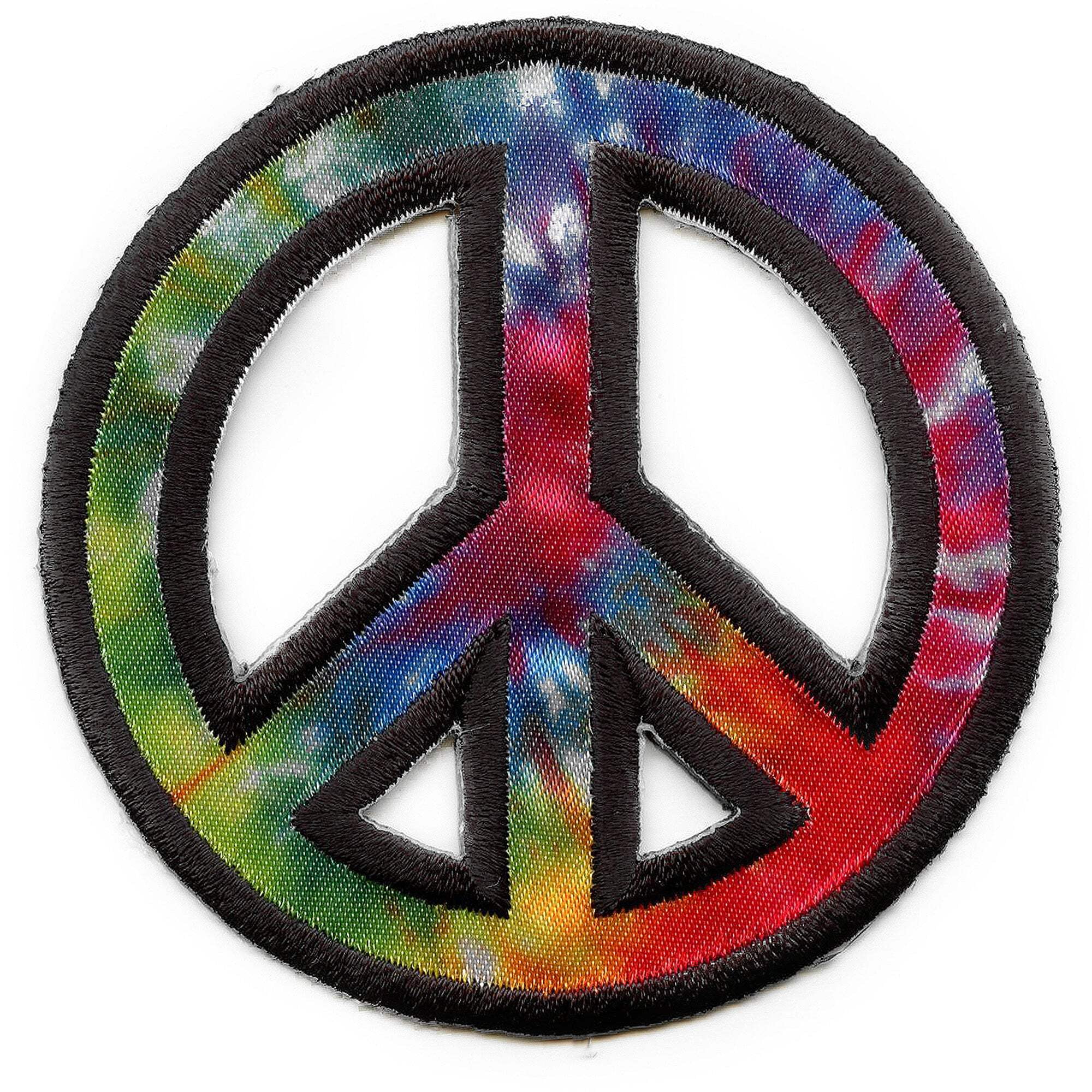 Tie Dye Peace Sign Embroidered Applique Iron On Patch - Walmart.com