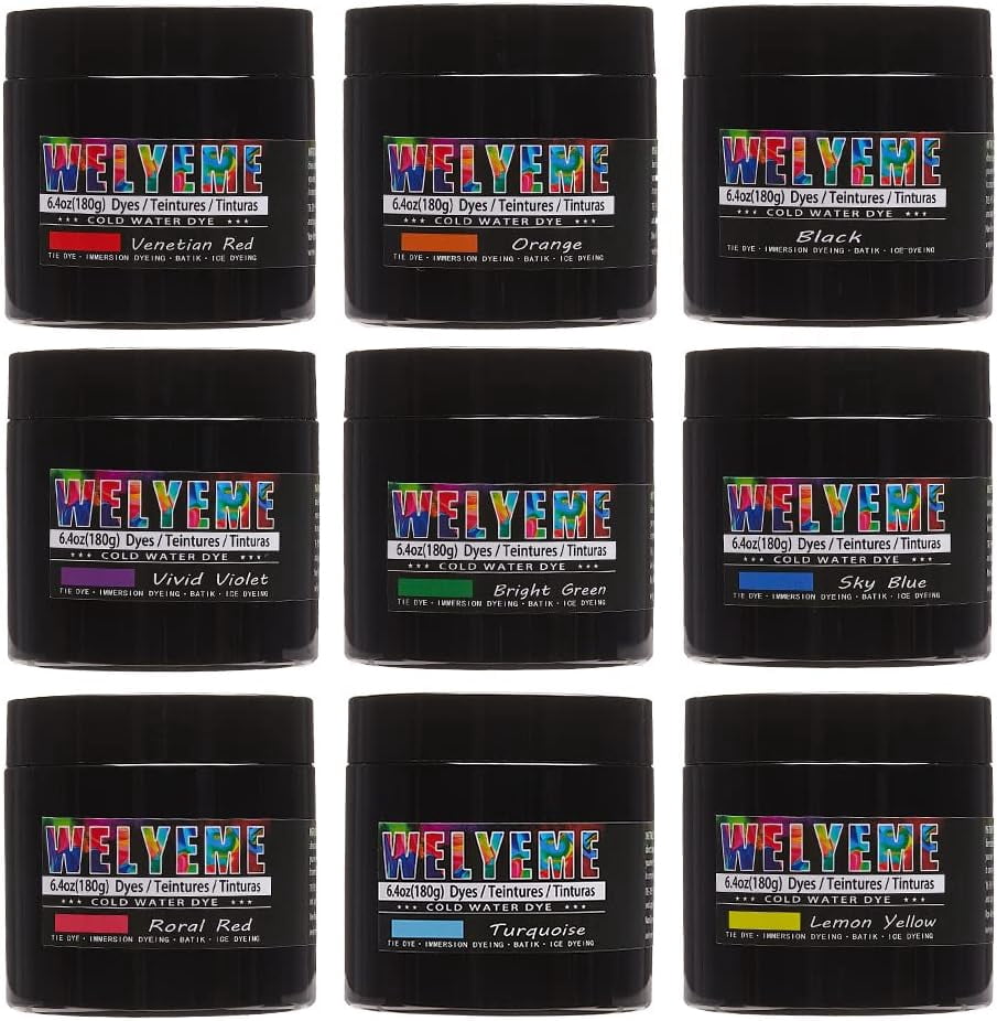Tie Dye Powder Bulk, 9 Pack Fabric Dye Powder, Cold Water Dye Set for ...