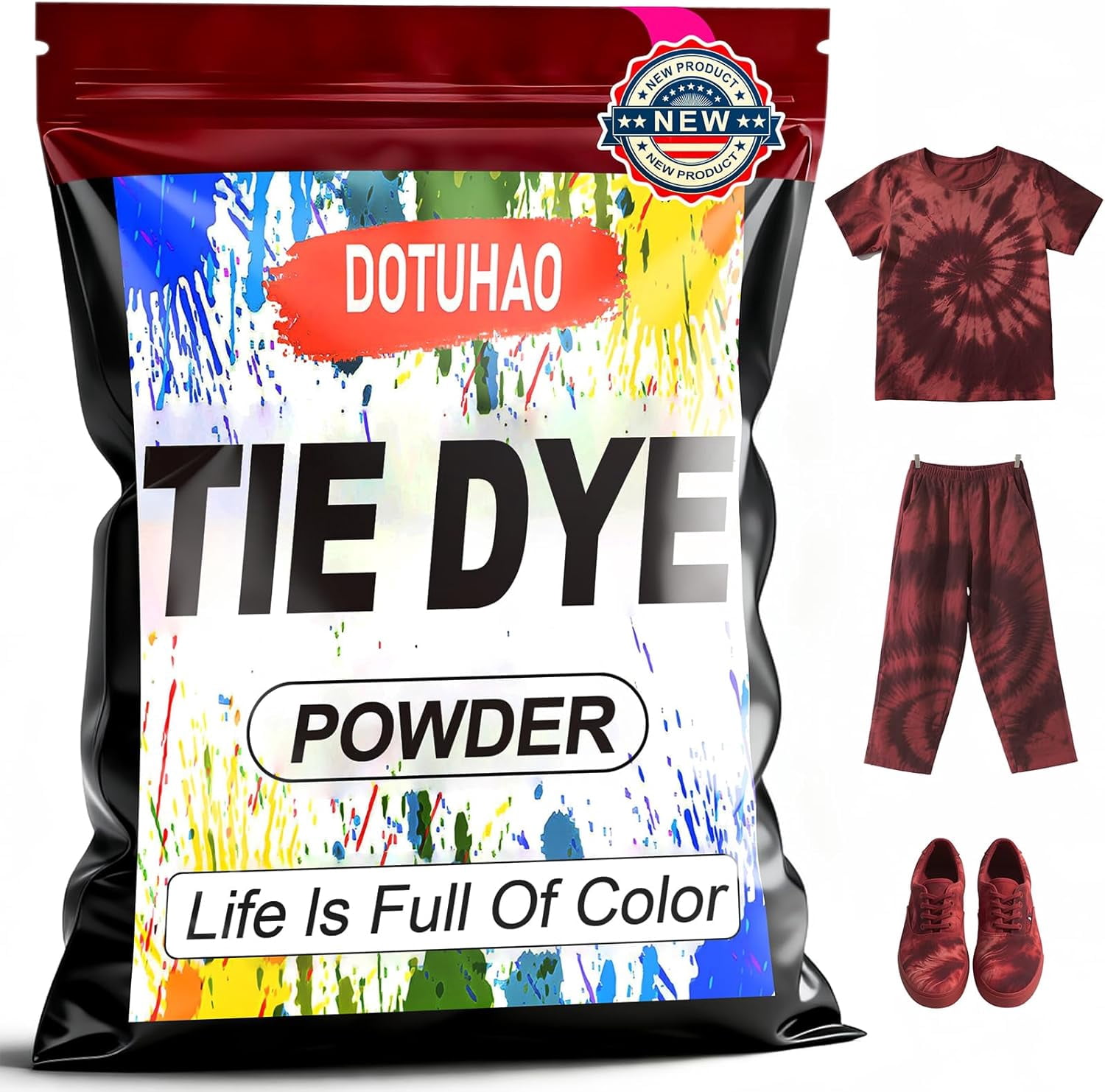 Tie Dye Powder, Wine Red Tie Dye for Clothes, Fabric Dye, Permanent ...