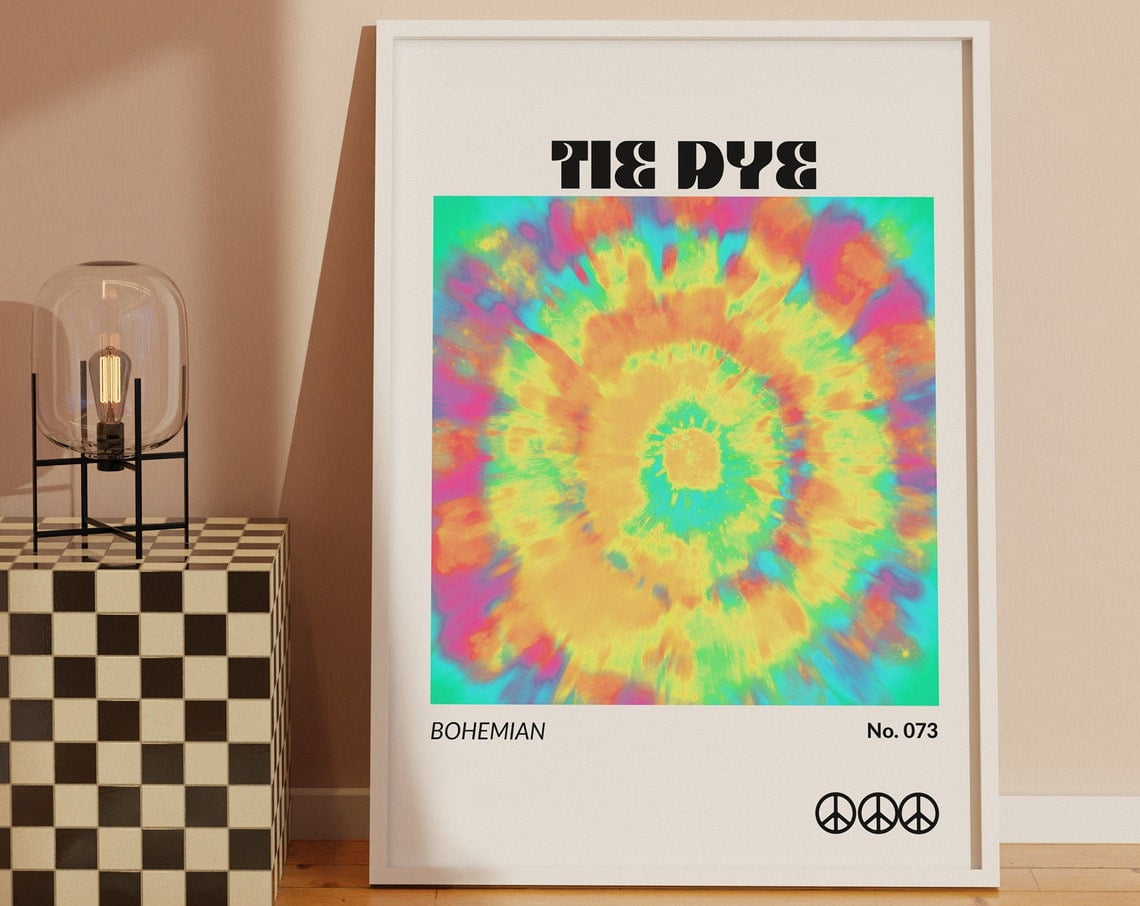 Tie Dye Rainbow Spirals Print - Hippie Style, Bohemian Print, Boho Art ...
