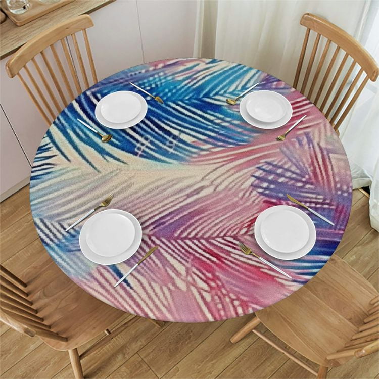 Tie Dye Round Tablecloth with Elastic Edge, Printing Design, Suitable ...