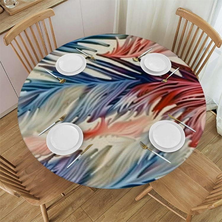 Tie Dye Round Tablecloth with Elastic Edge, Printing Design, for Dining ...