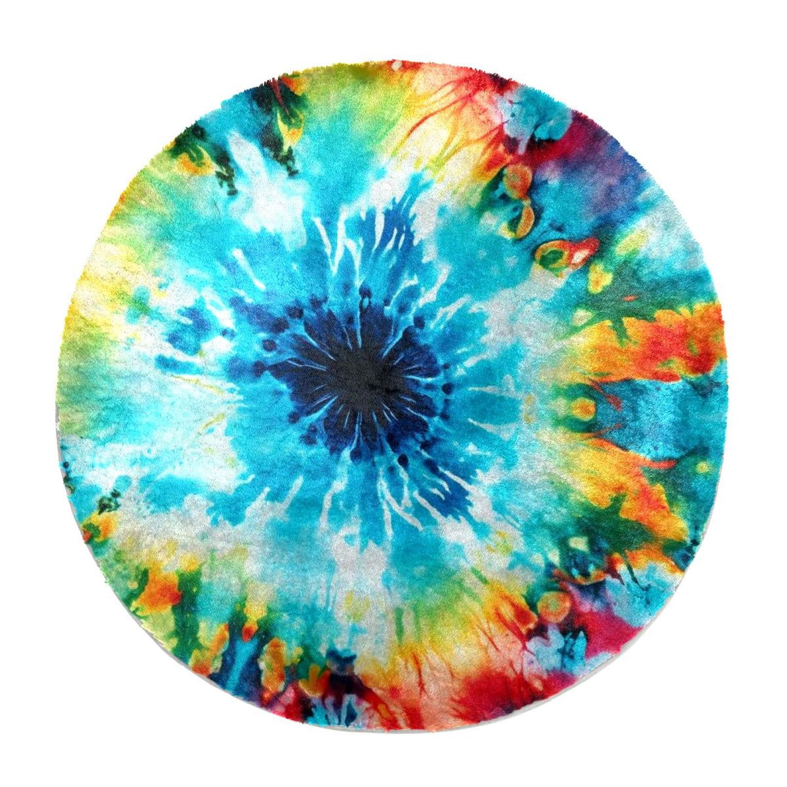 Tie-Dye Soft Round Rug, Fluffy Furry Circle Rug for Teens Kids Baby ...