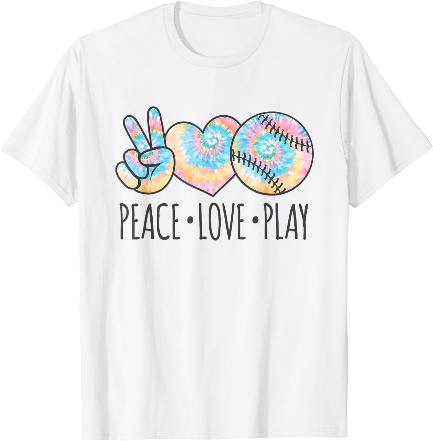 Tie Dye Softball for Teen Girls | Peace Love Play T-Shirt - Walmart.com
