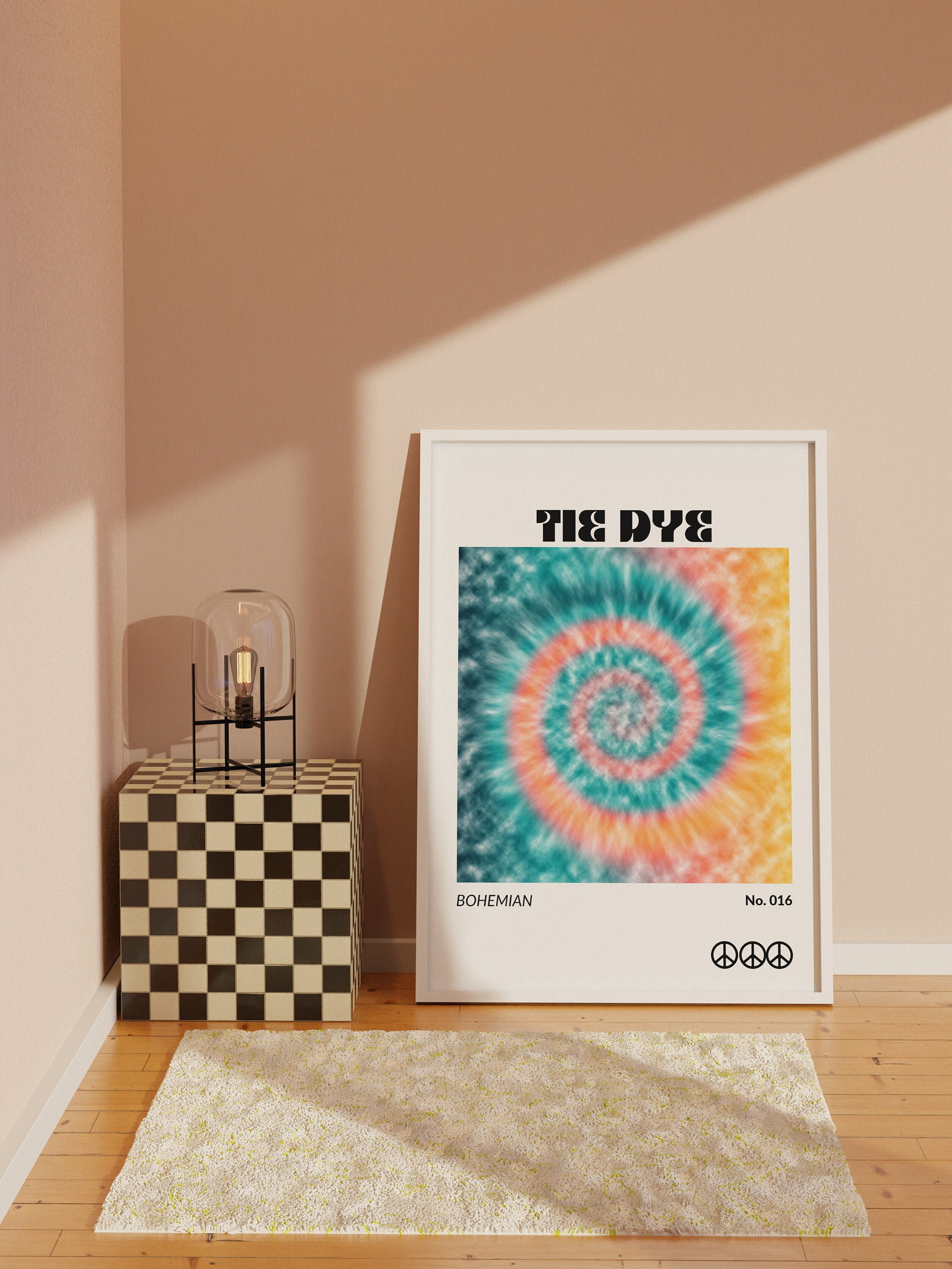 Tie Dye Spirals Blue And Orange Print Hippie Style Bohemian Print Boho ...