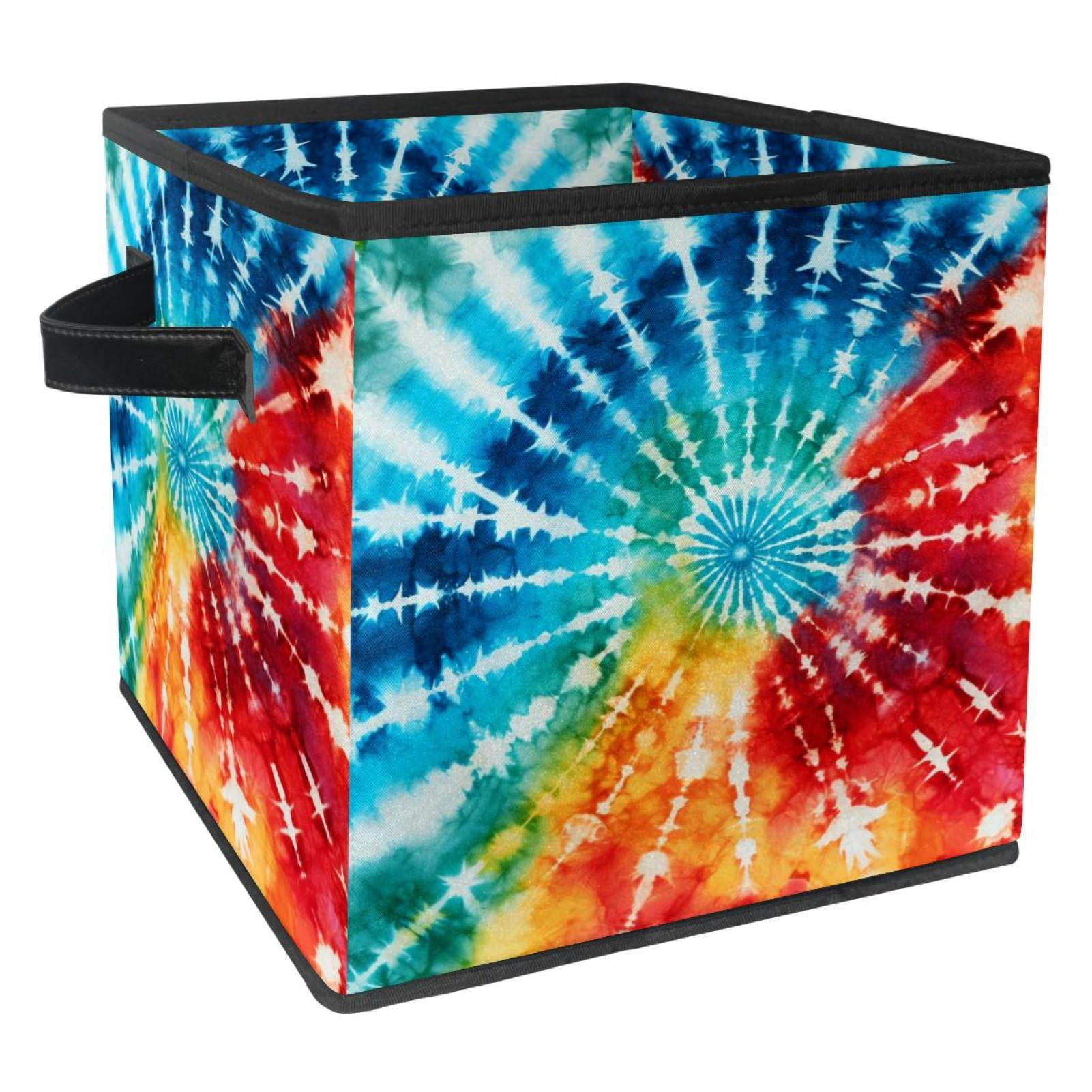 Tie Dye Storage Containers Foldable Basket with Handle, 10.8"x10.5"x10 ...