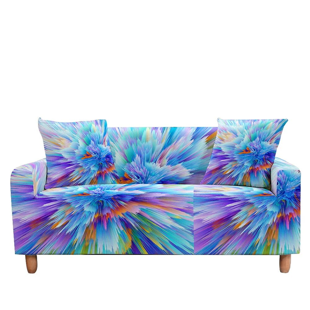 Tie Dye Stretch Sofa Cover for Living Room WaterColorful Sectional ...