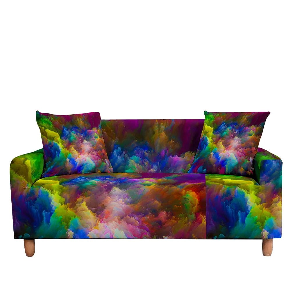 Tie Dye Stretch Sofa Cover for Living Room WaterColorful Sectional ...