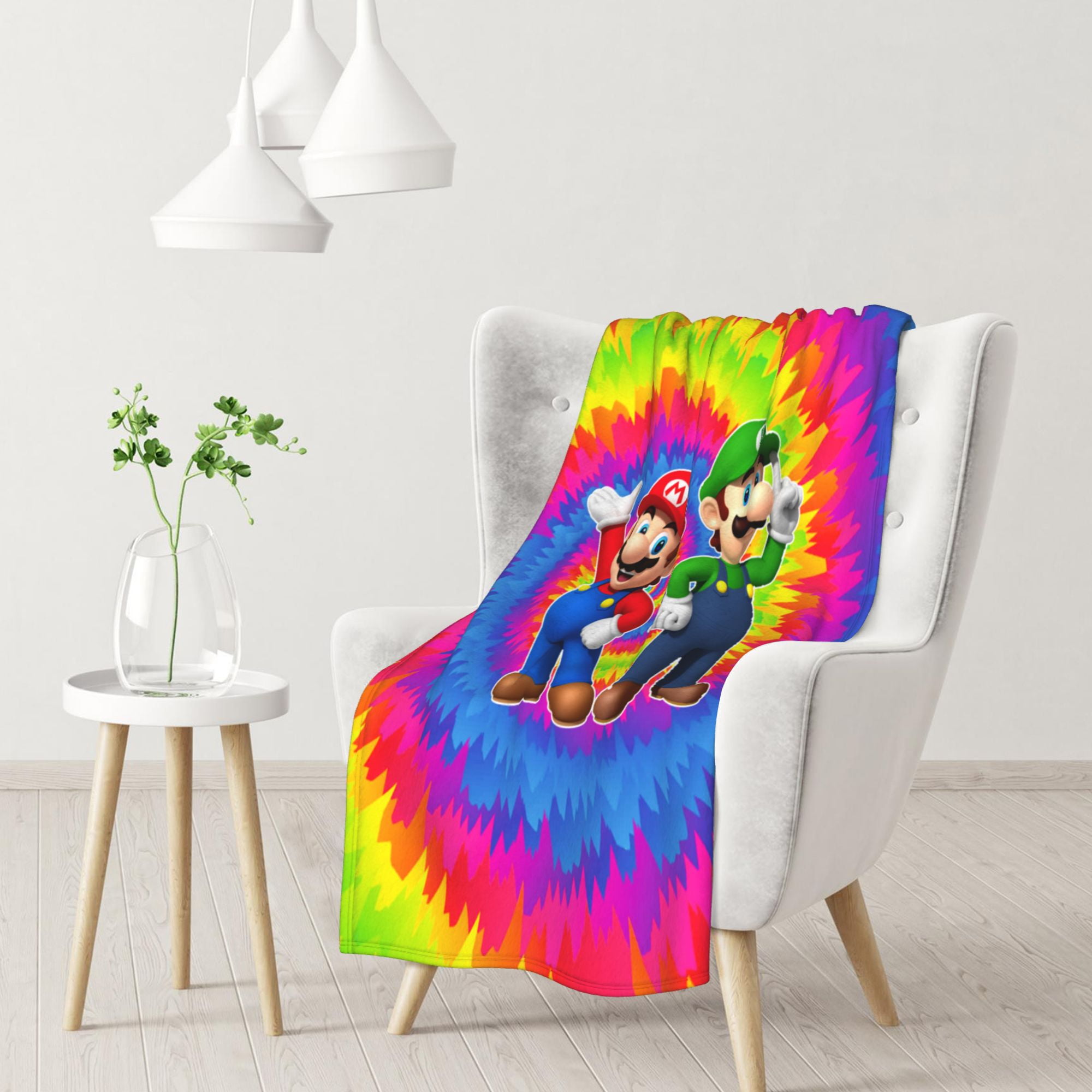 Tie Dye Super Mario Kid's Throw Blanket Plush 320GSM 30"x40" Throw Blanket for Boys Girls, Soft ...