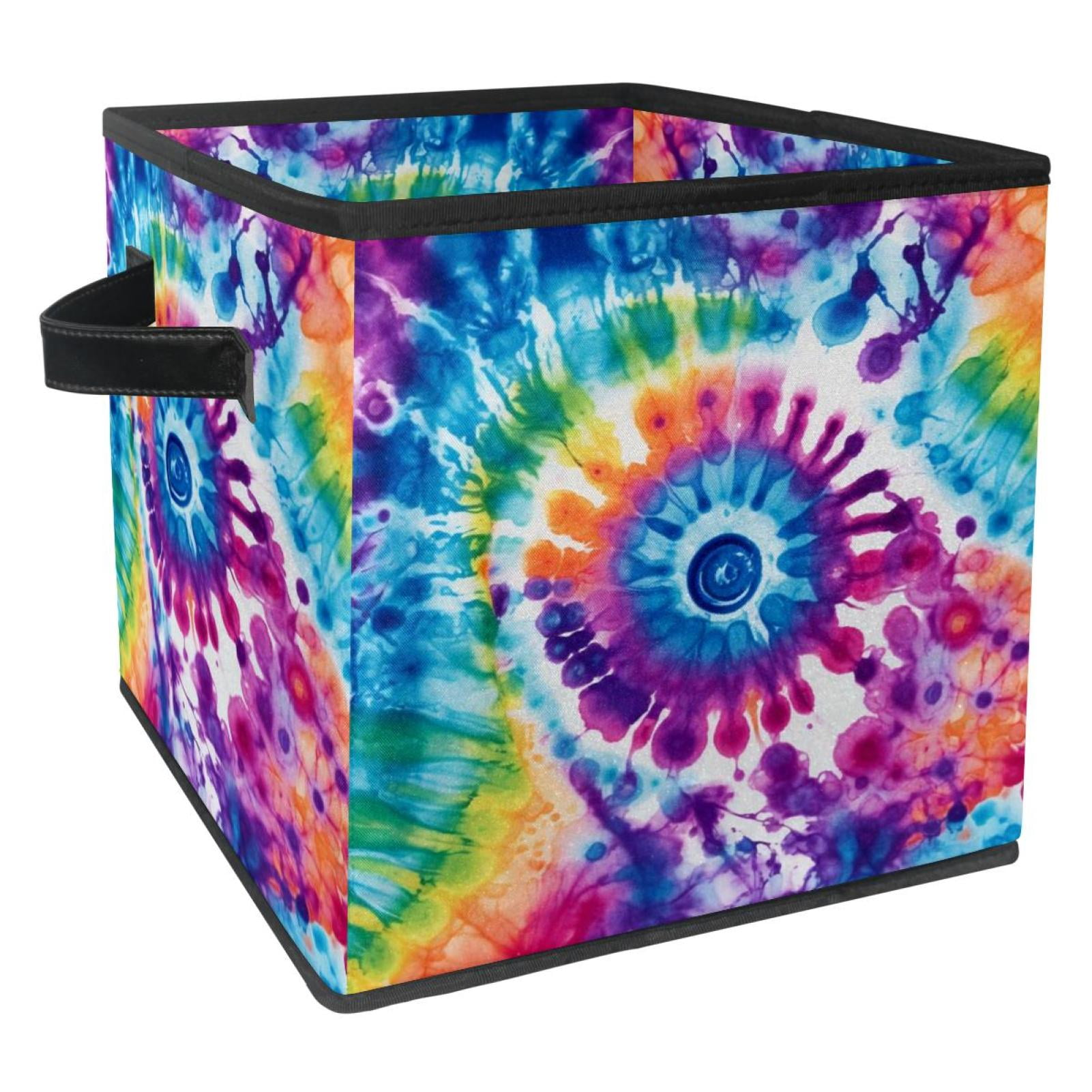 Tie Dye Toy Storage Bins - Foldable with Handle, 10.8"x10.5"x10.6 ...