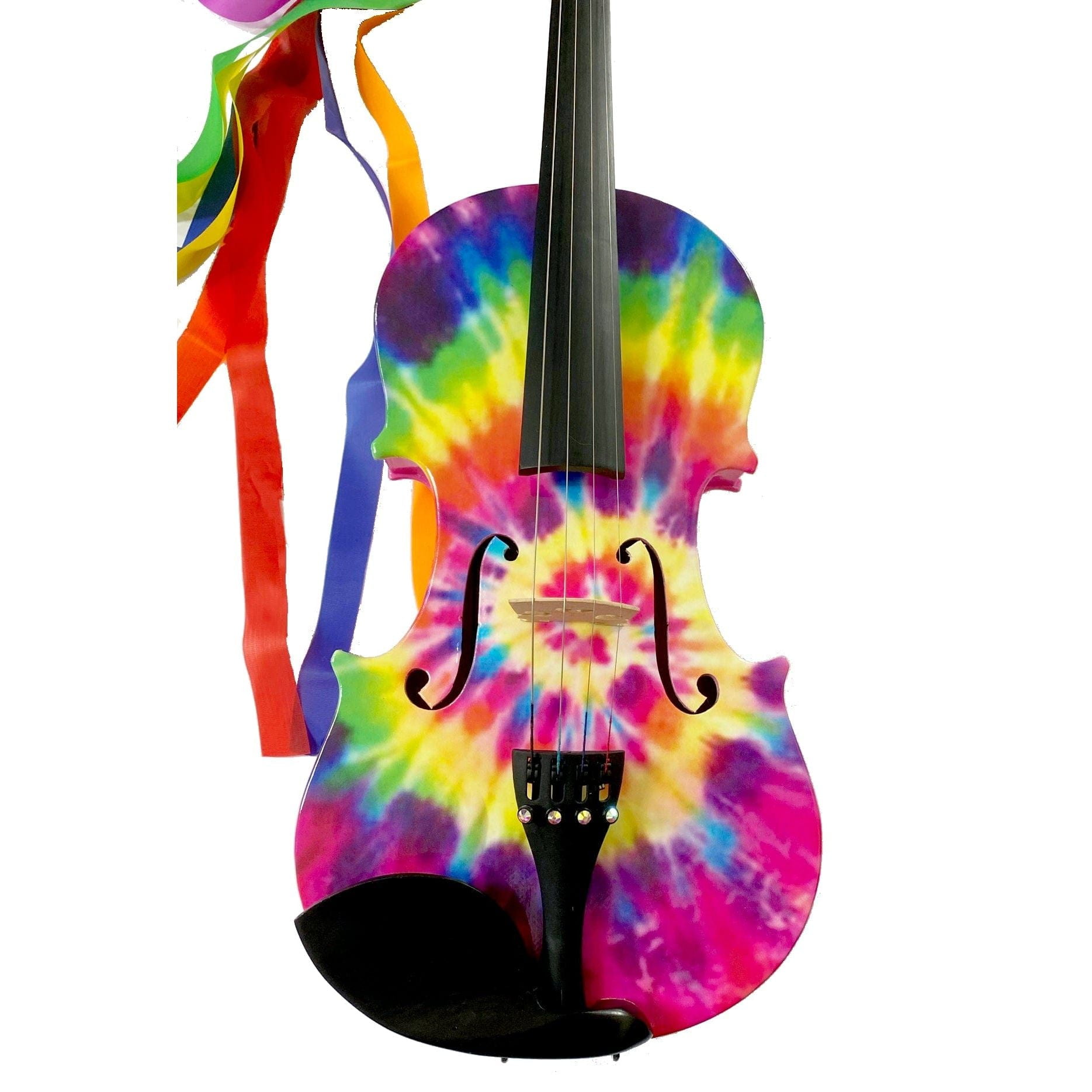 Tie Dye Violin w Brazilwood Bow Case Crystal Fine Tuners Rosin Strings ...