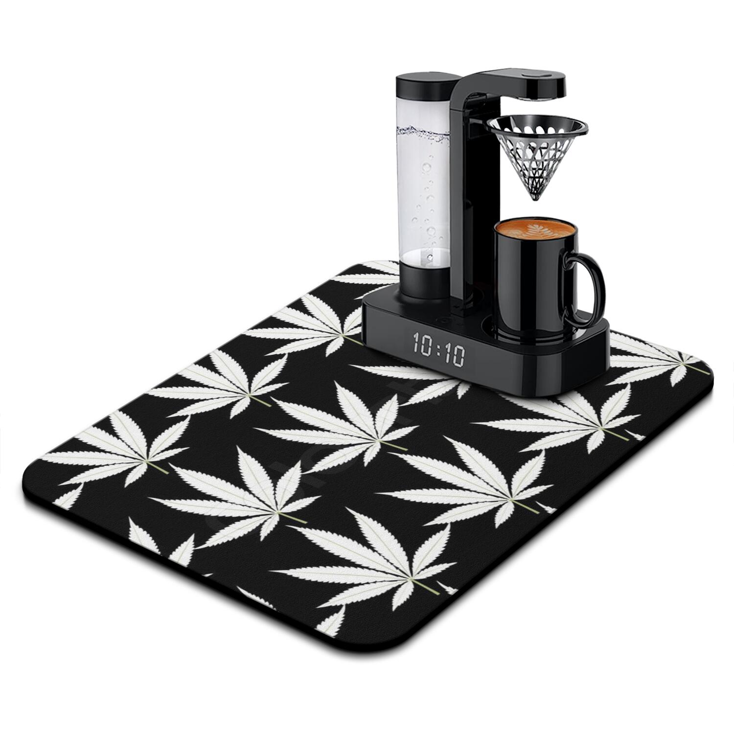 Tie Dye Weed Dish Drying Mat, Diatom Mud Coffee Bar Mat with Marijuana ...