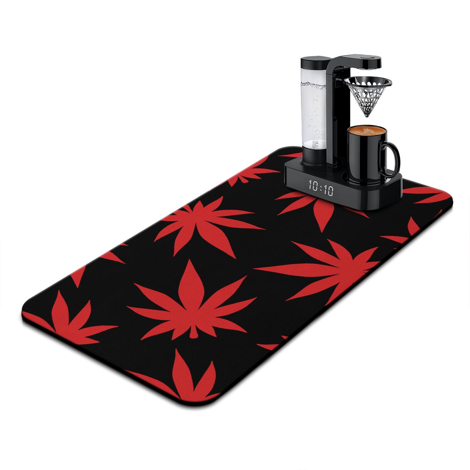 Tie Dye Weed Dish Drying Mat, Diatom Mud Coffee Bar Mat with Marijuana ...