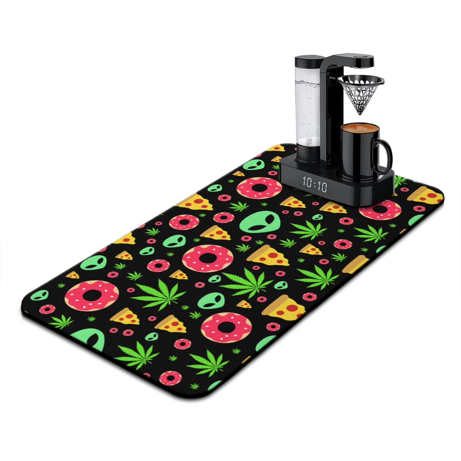 Tie Dye Weed Dish Drying Mat, Diatom Mud Coffee Bar Mat with Marijuana ...