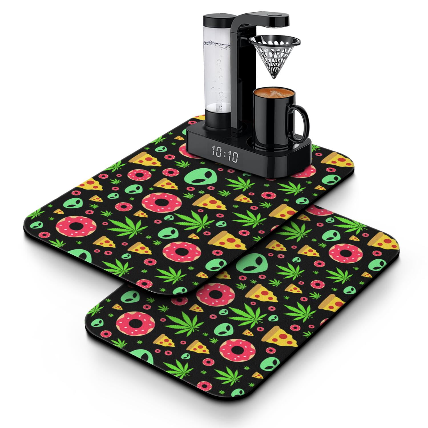 Tie Dye Weed Dish Drying Mat, Diatom Mud Coffee Bar Mat with Marijuana ...