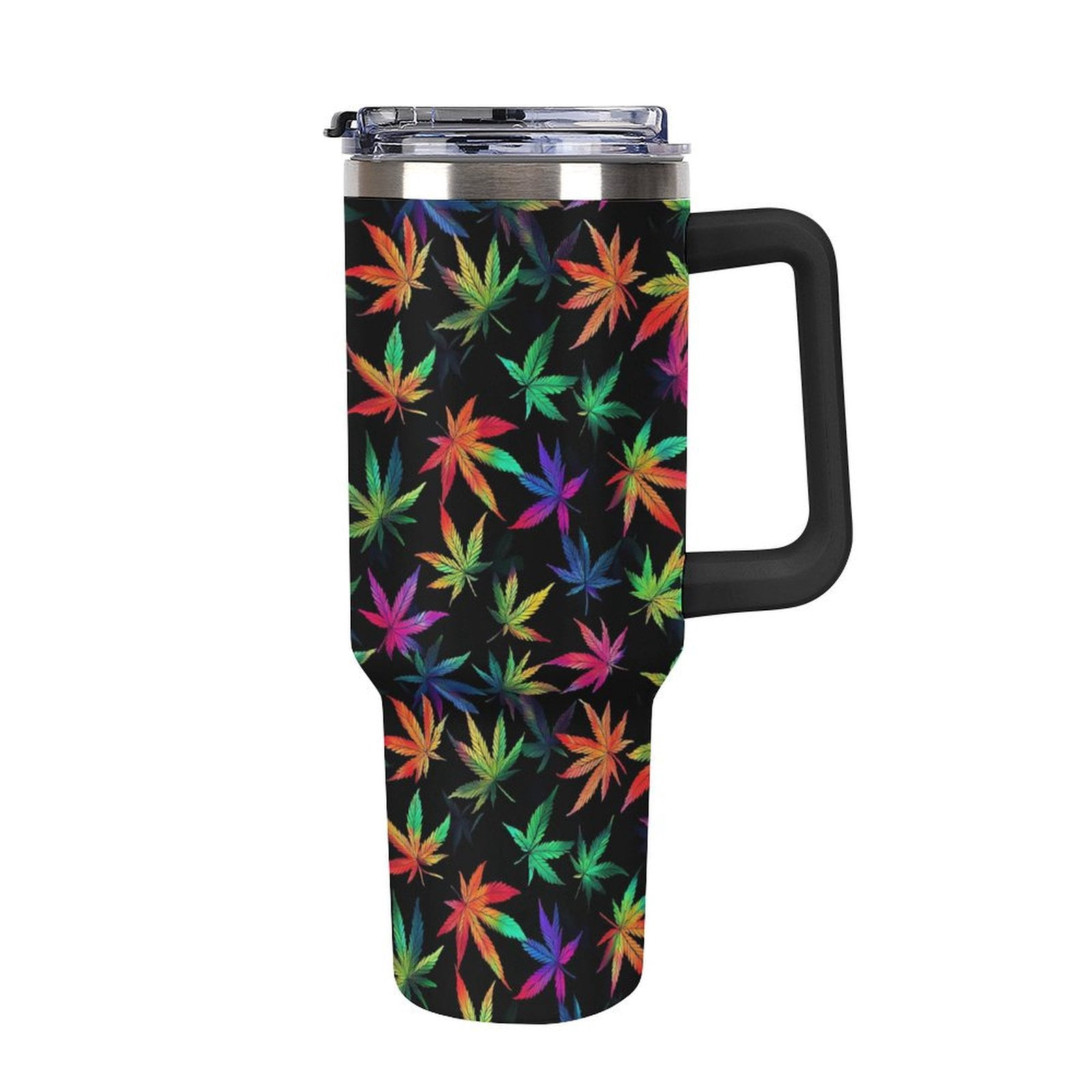 Tie-Dye Weed Leaves 40 oz Tumbler with Handle and Straw Stainless Steel ...