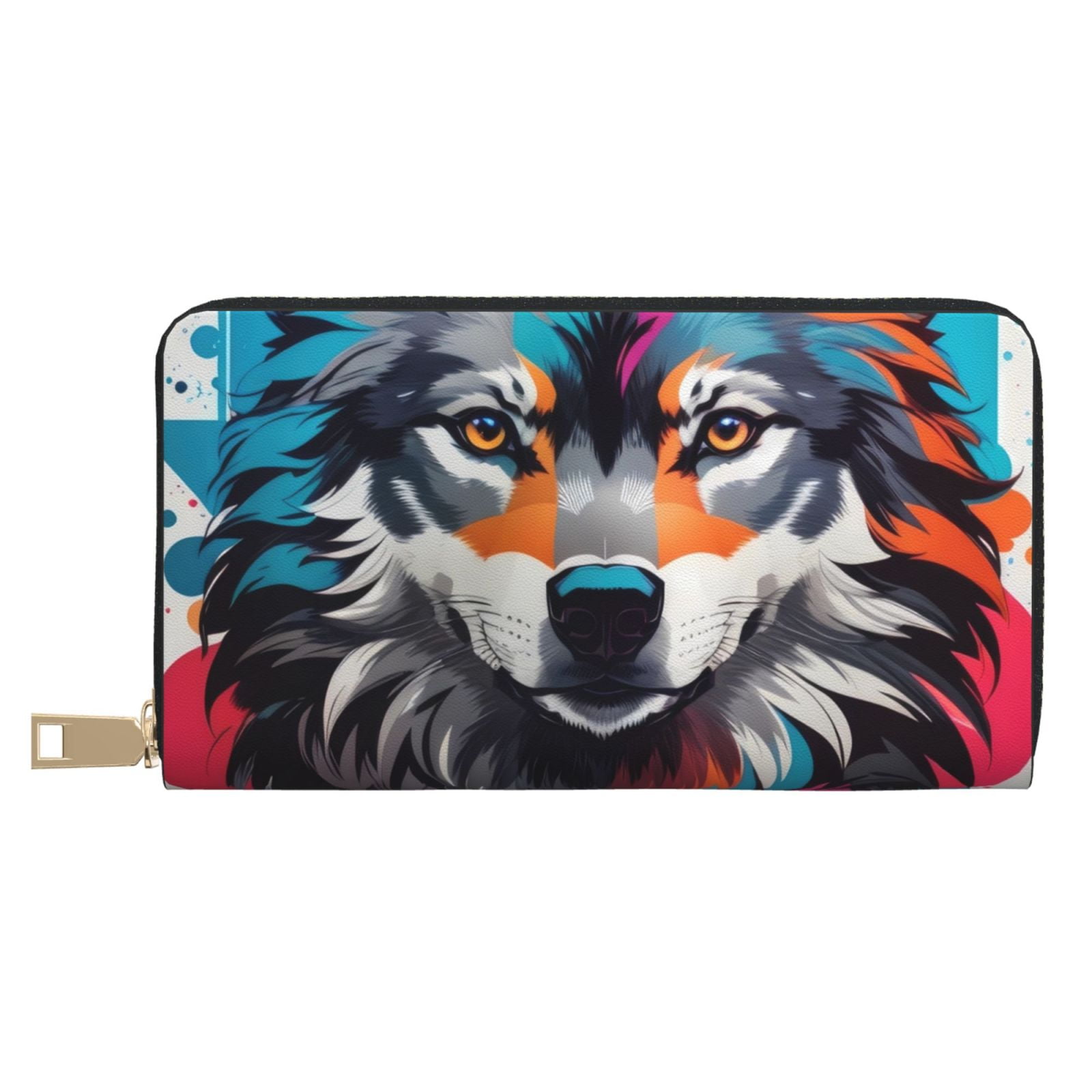 Tie-Dye Wolf Head Wallet Women, Leather Bifold Multi Card Wallet, Women ...
