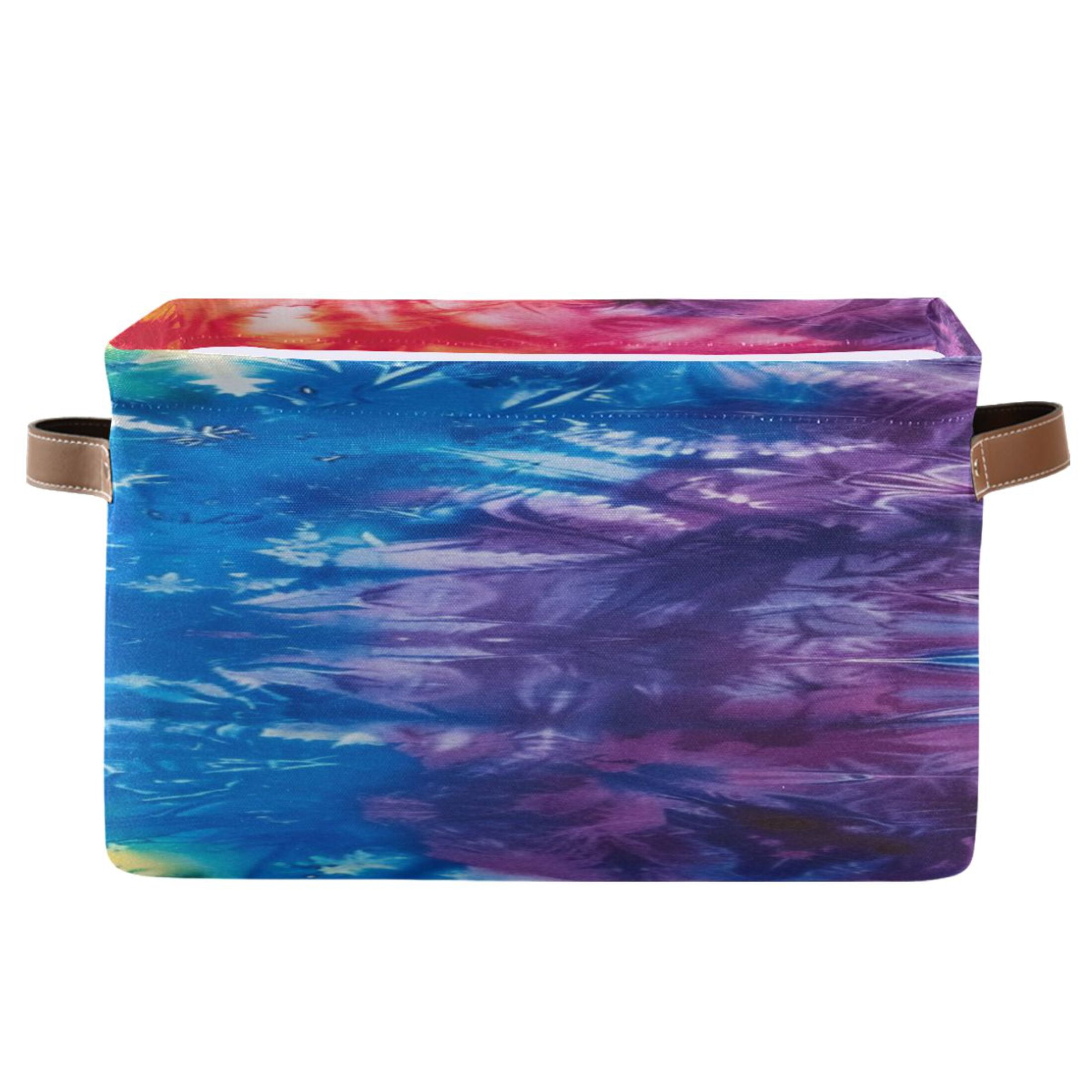 Tie Dye in Rainbow Colors Square Storage Bins with Handles Collapsible ...